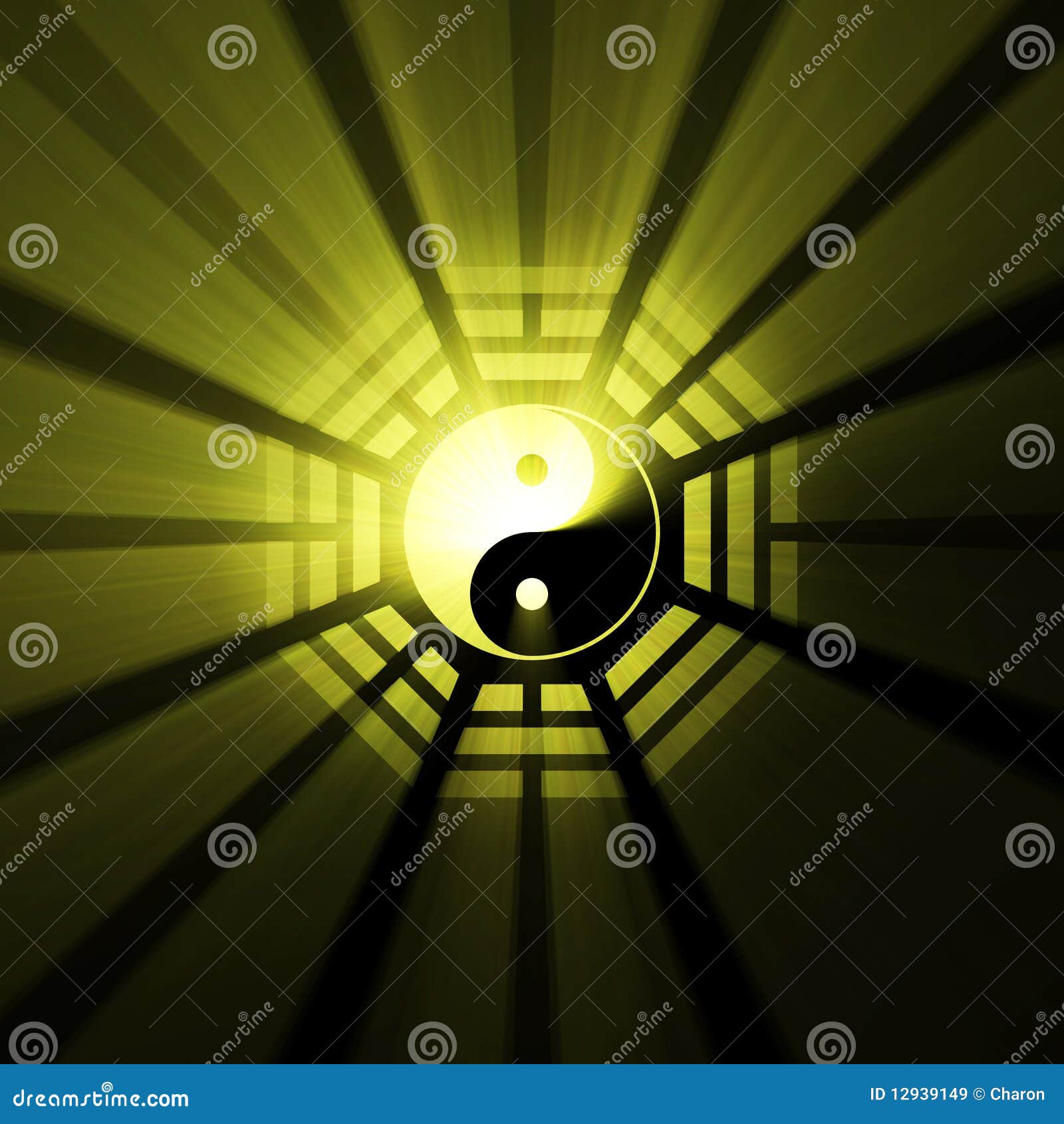 Bagua Yin Yang Symbol Light Flares Stock Illustration - Illustration of ...