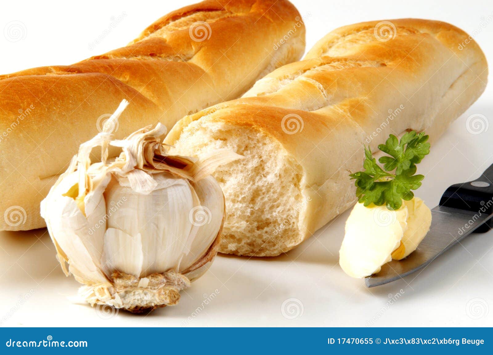 Baguette As Snack with Garlic and Parsley Stock Image - Image of ...