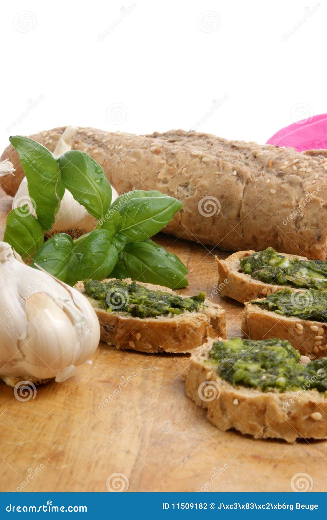 Baguette As Snack with Homemade Fresh Pesto Stock Photo - Image of ...