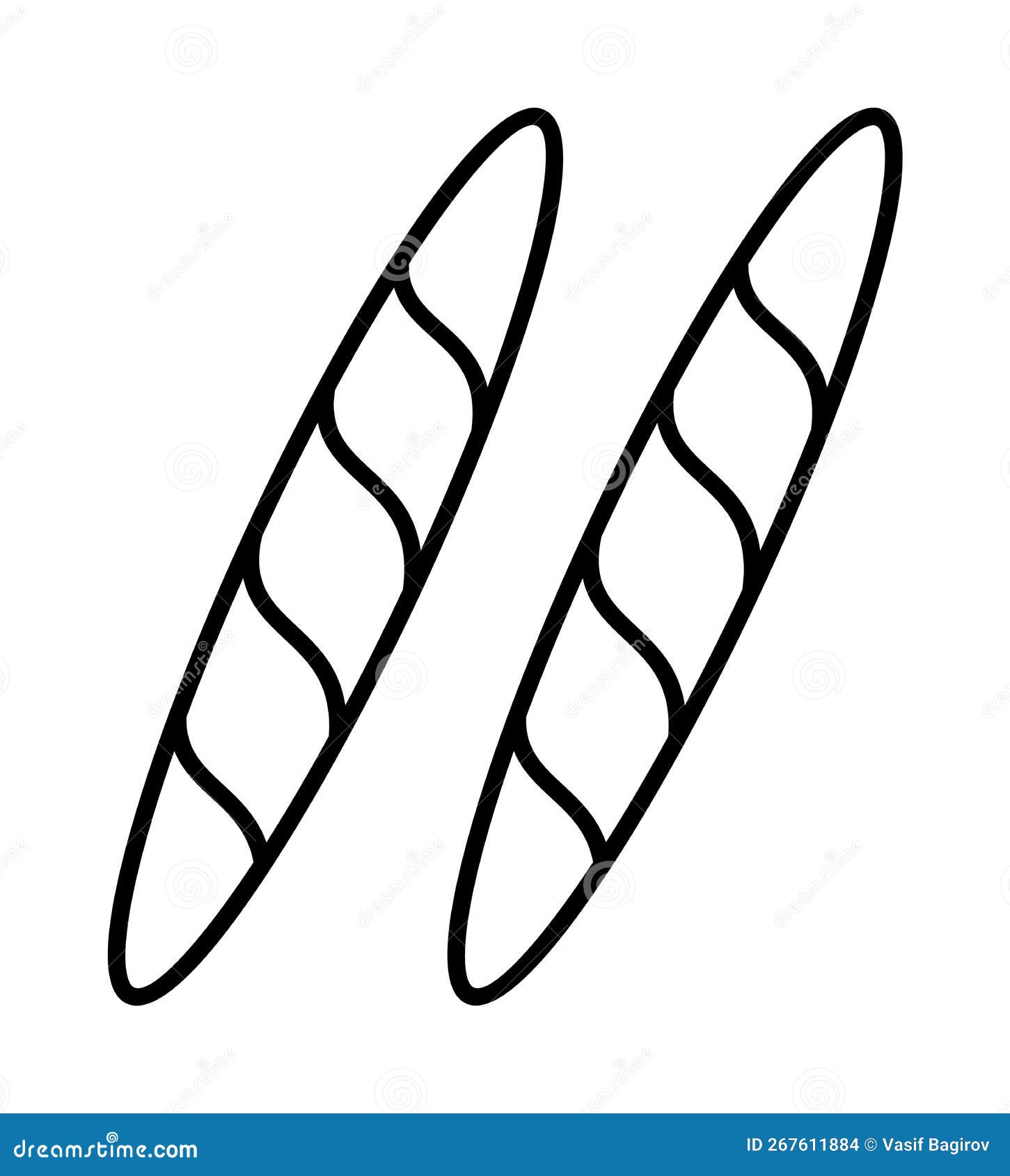 Baguette, Bakery, Bread Vector Icon on Transparent Background. Outline ...