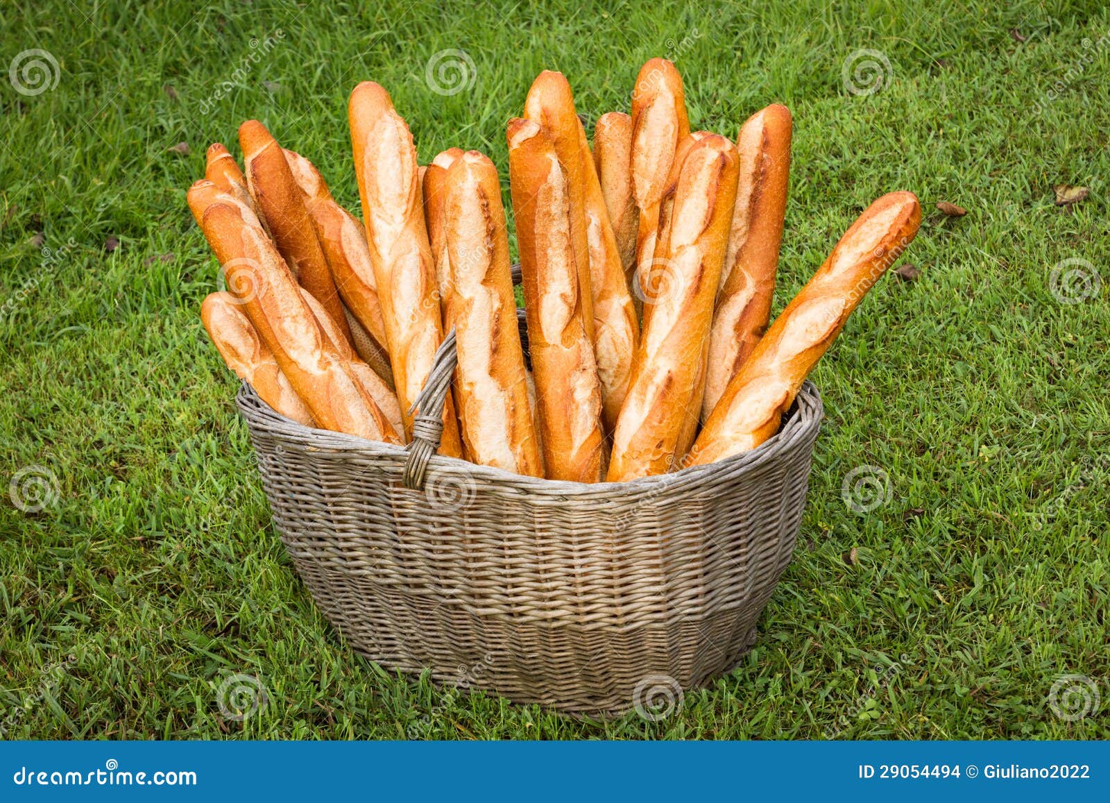 Baguette in a basket stock photo. Image of basket, openair - 29054494