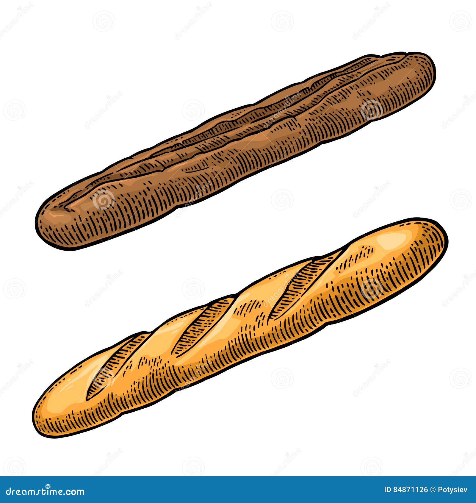 Baguette Vector Black Hand Drawn Vintage Engraving Stock Vector