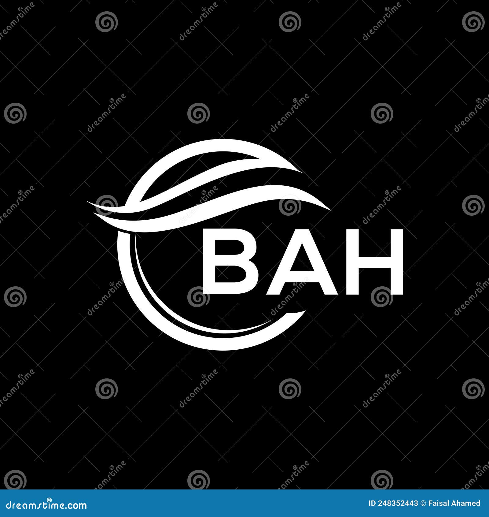 BAH Letter Logo Design On Black Background. BAH Creative Circle Letter ...
