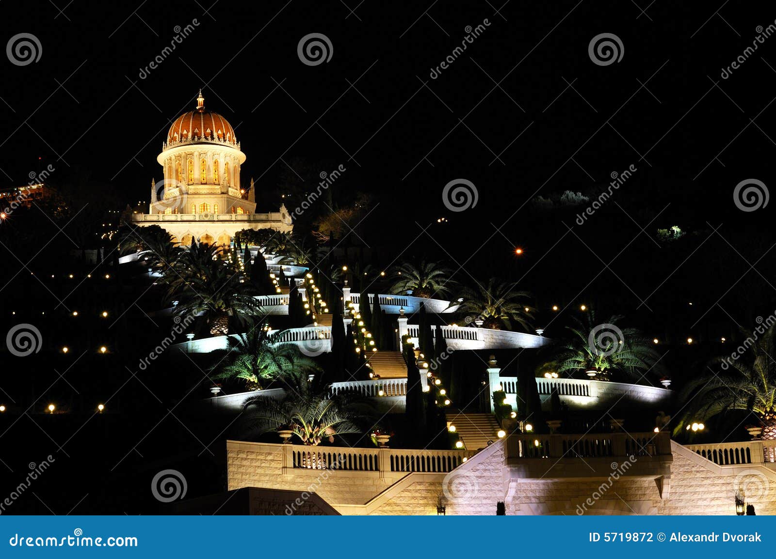Bahai Gardens in Haifa at Night Stock Photo - Image of israel, garden ...