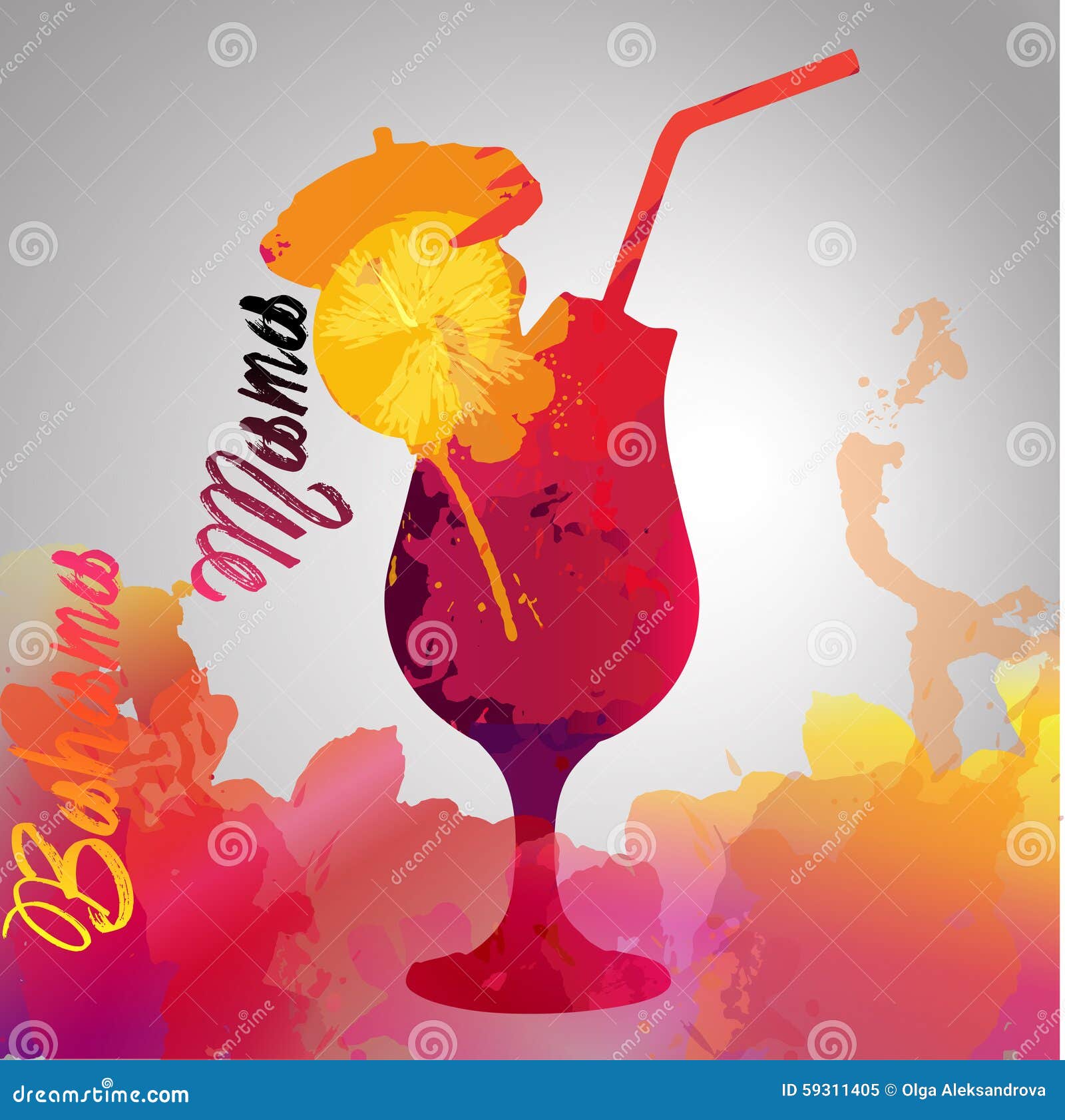 Bahama Mama with Color Splash Stock Illustration - Illustration of ...