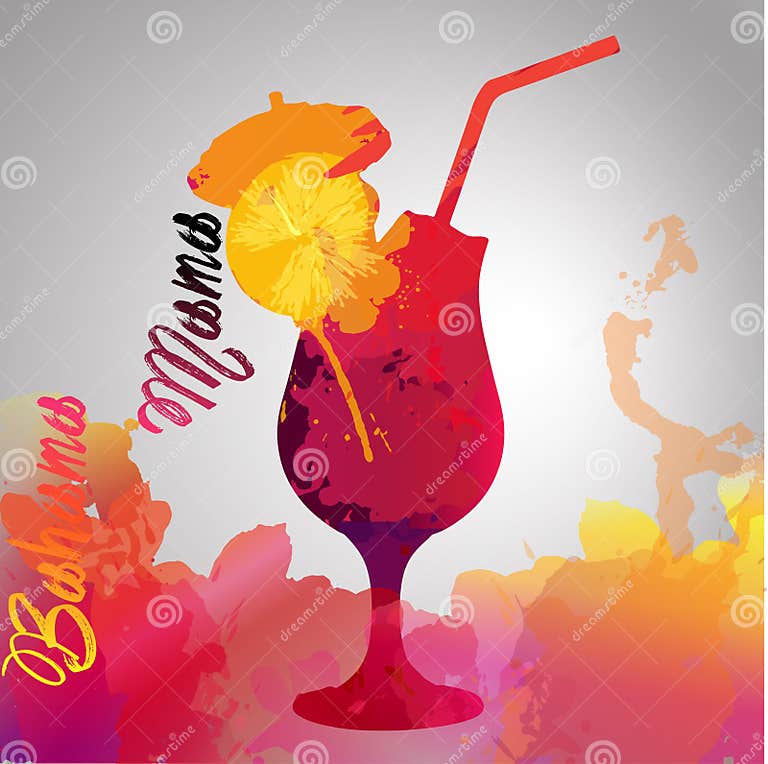 Bahama Mama with Color Splash Stock Illustration - Illustration of ...