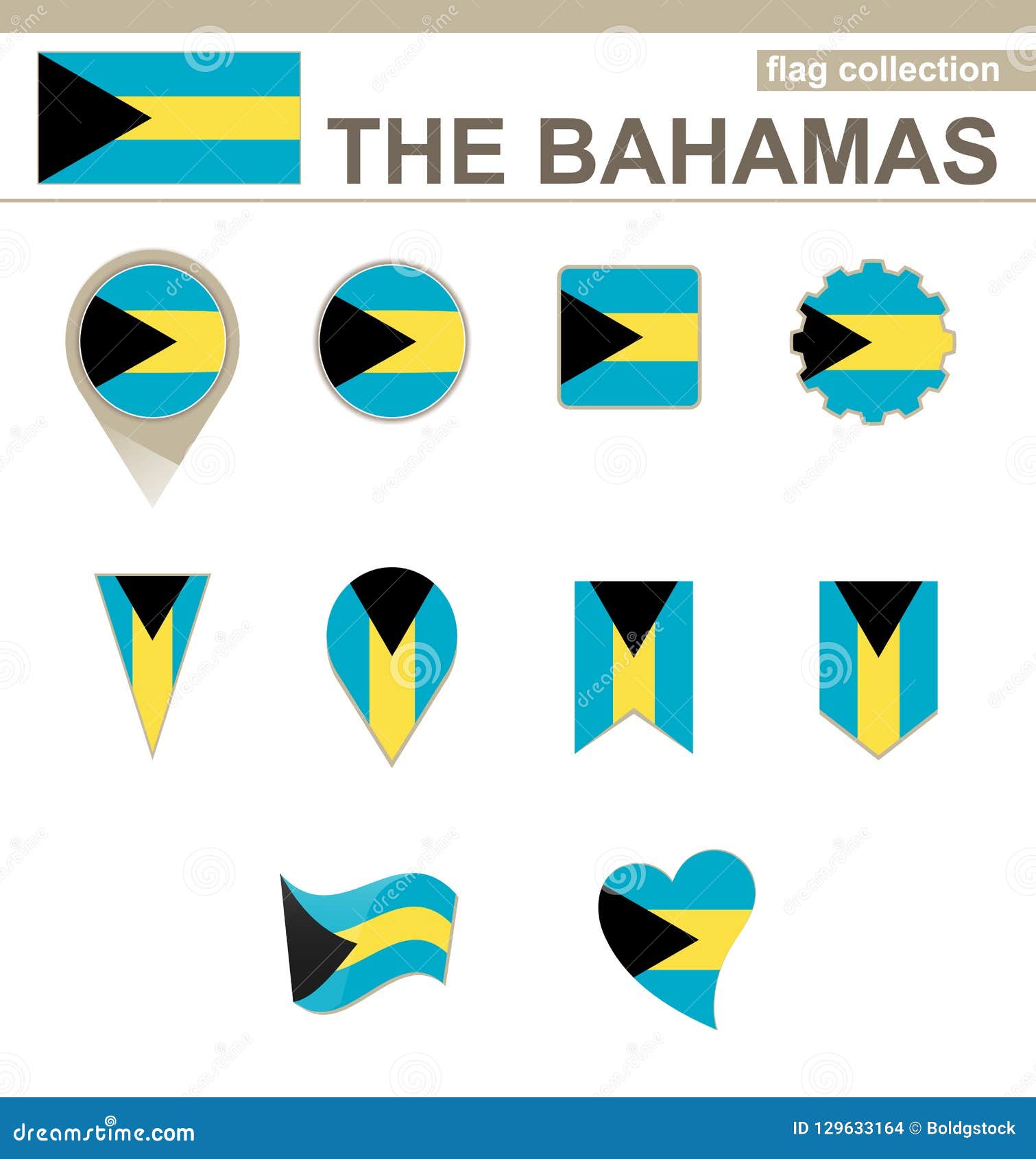 The Bahamas Flag Collection Stock Vector - Illustration of geography ...