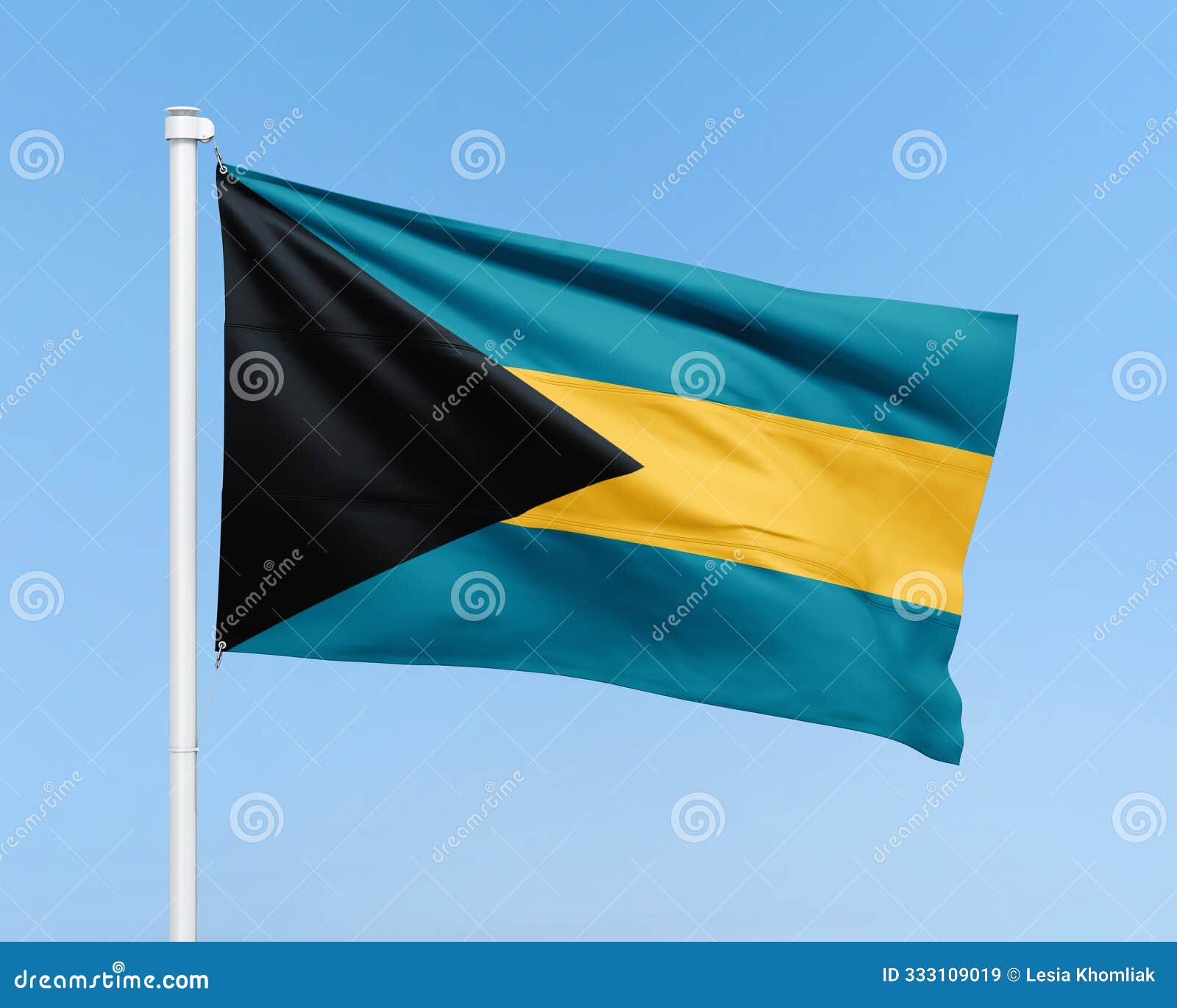 Bahamas Flag Illustration on Stick on Sky Background Stock Image ...