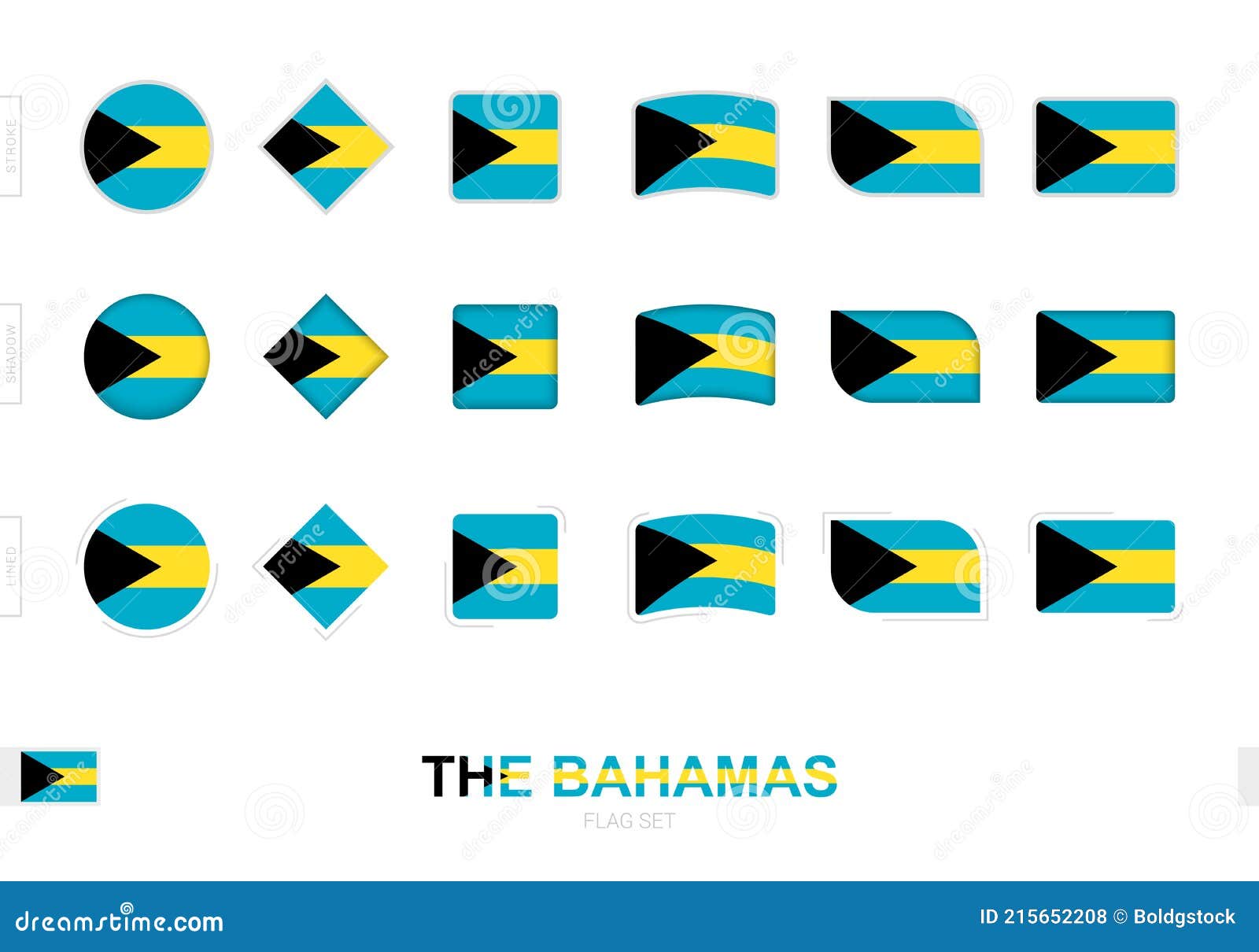 The Bahamas Flag Set, Simple Flags of the Bahamas with Three Different ...