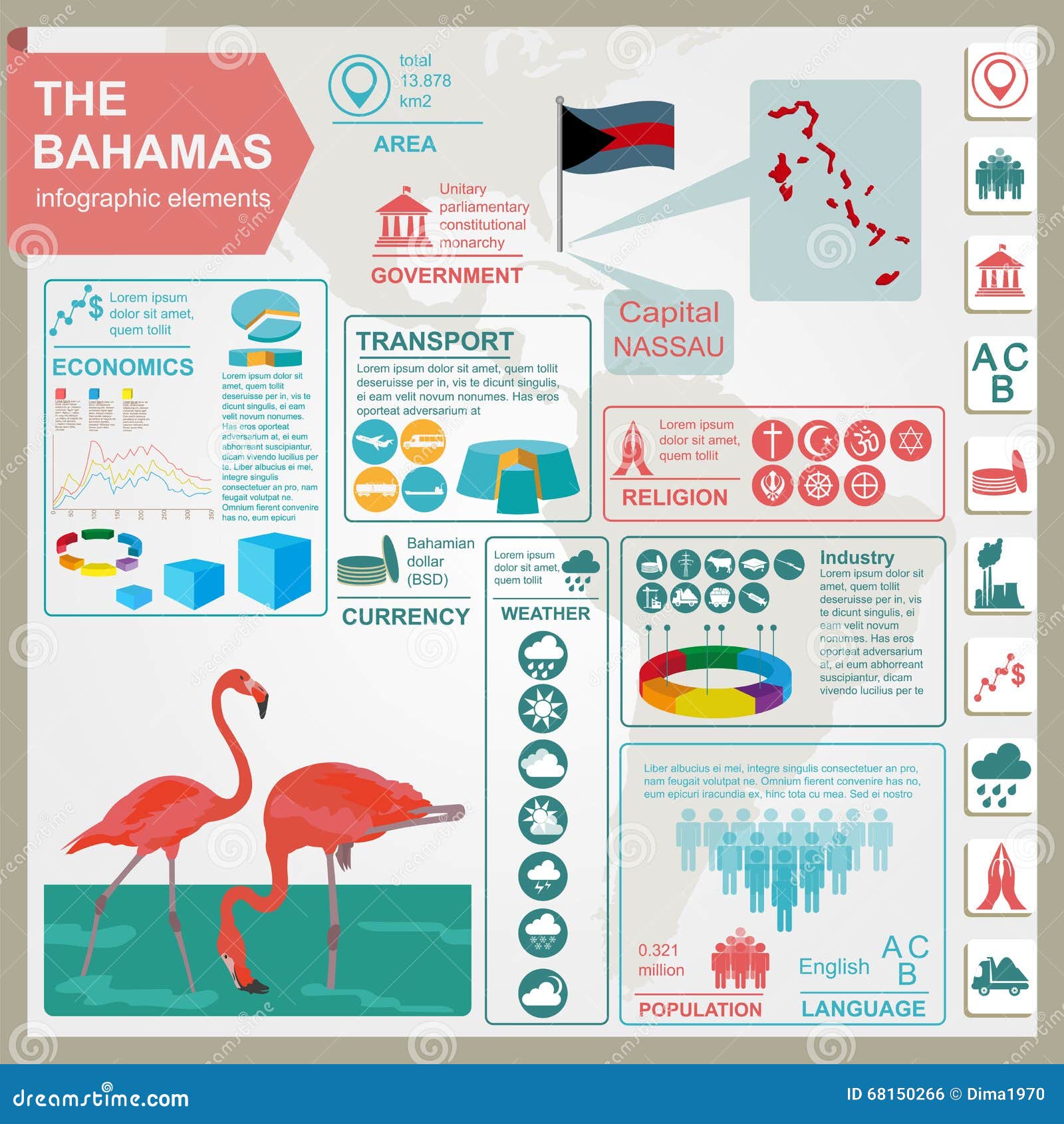 The Bahamas Infographics, Statistical Data, Sights Stock Vector ...