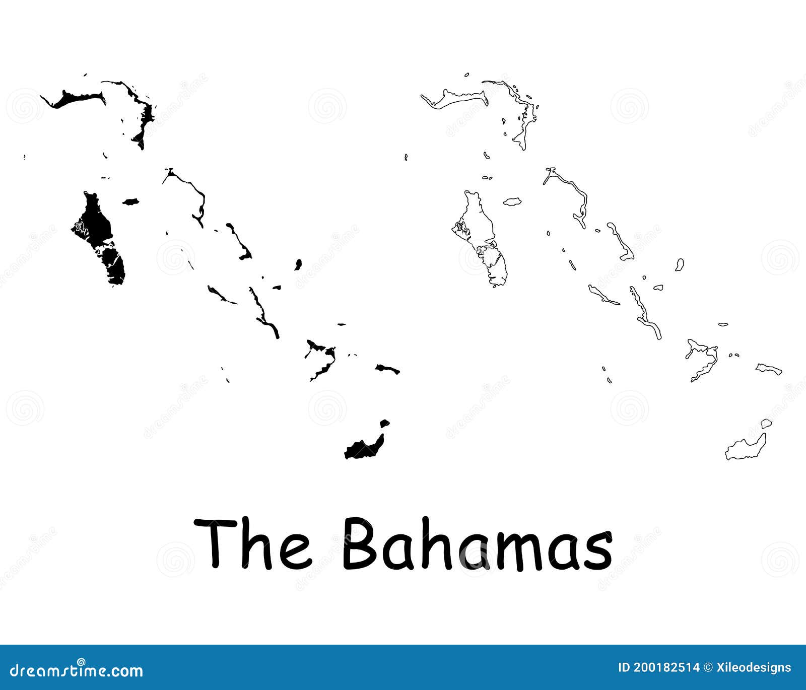 The Bahamas Map Black Silhouette Country Map Isolated On White