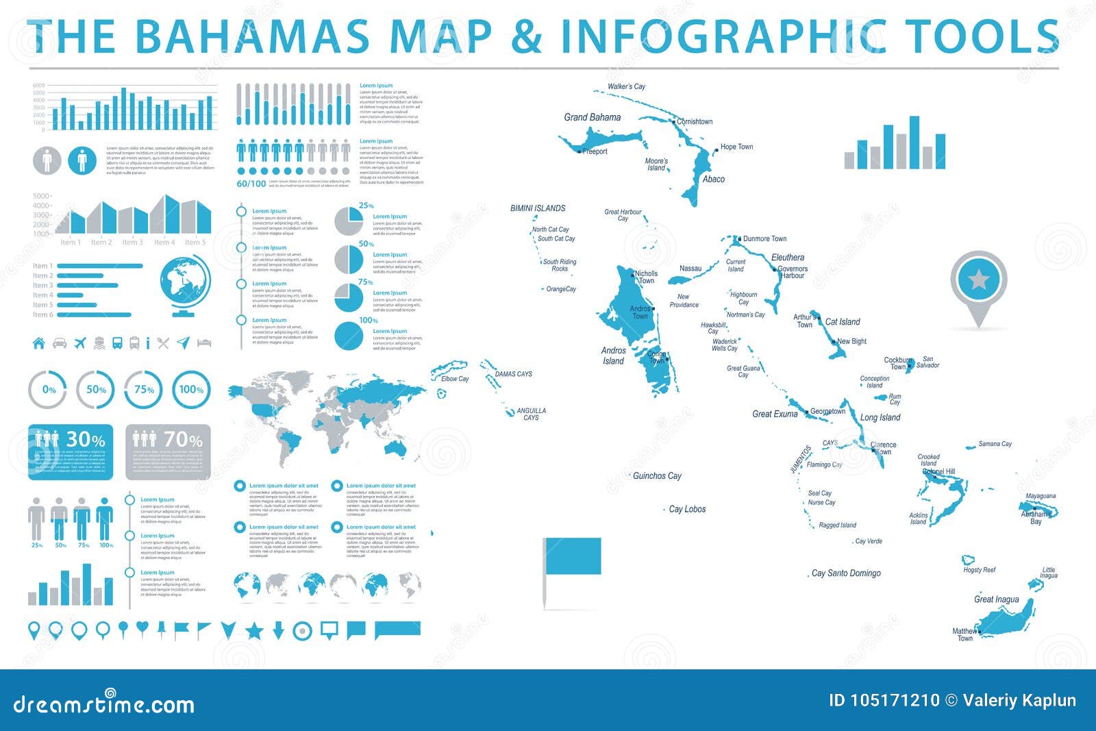 The Bahamas Map - Info Graphic Vector Illustration Stock Illustration ...