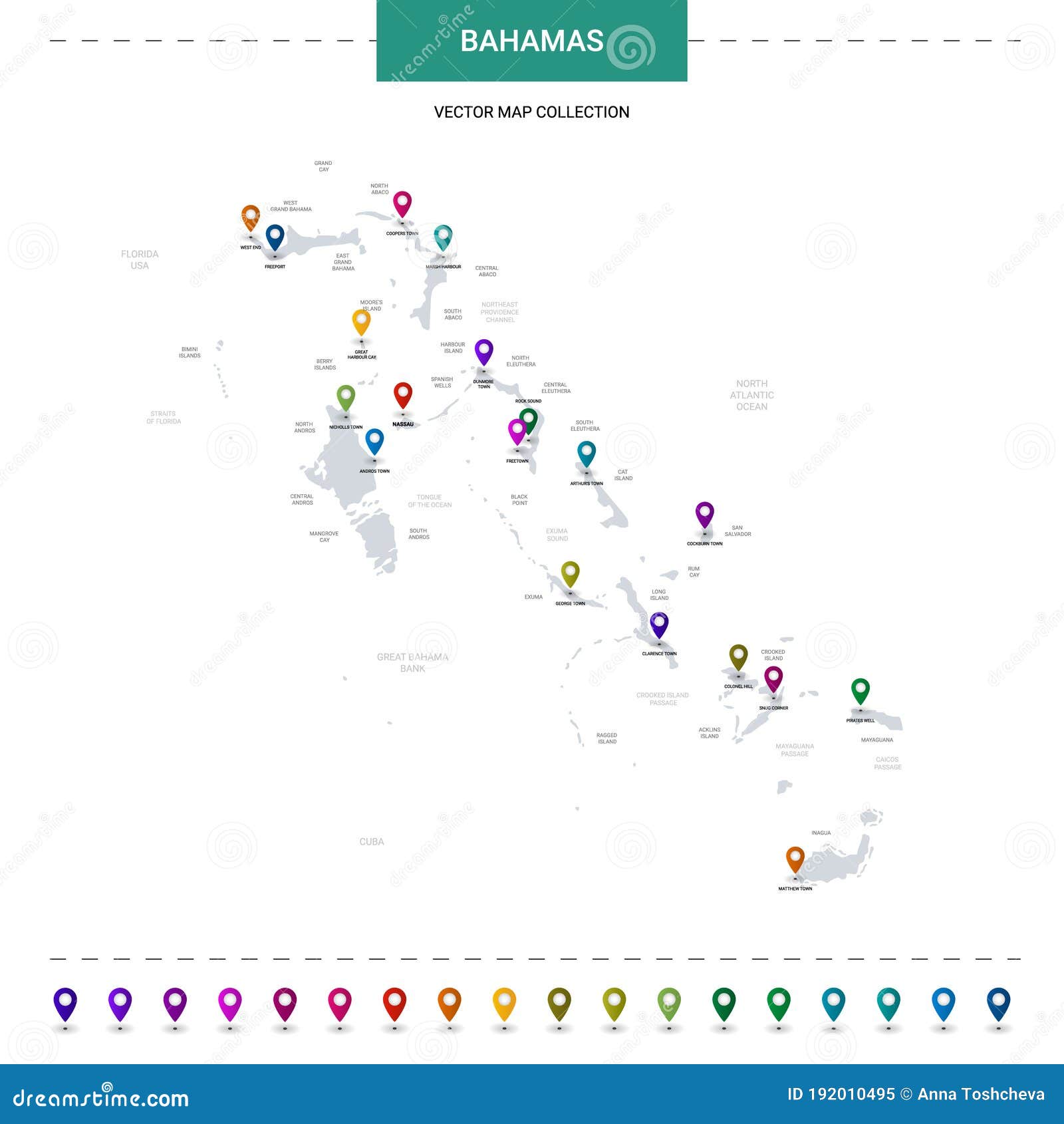 Infographic For The Bahamas, Detailed Map Of The Bahamas With Flag ...
