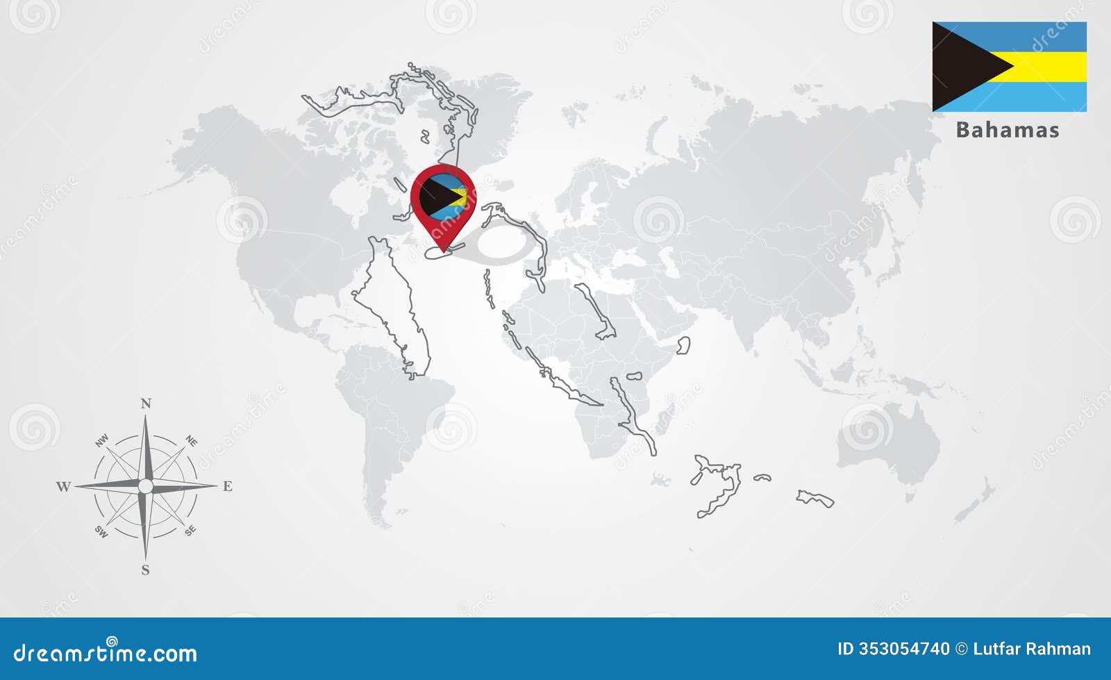 Bahamas Map Outline and Bahamas Flag Icon Design Stock Illustration ...