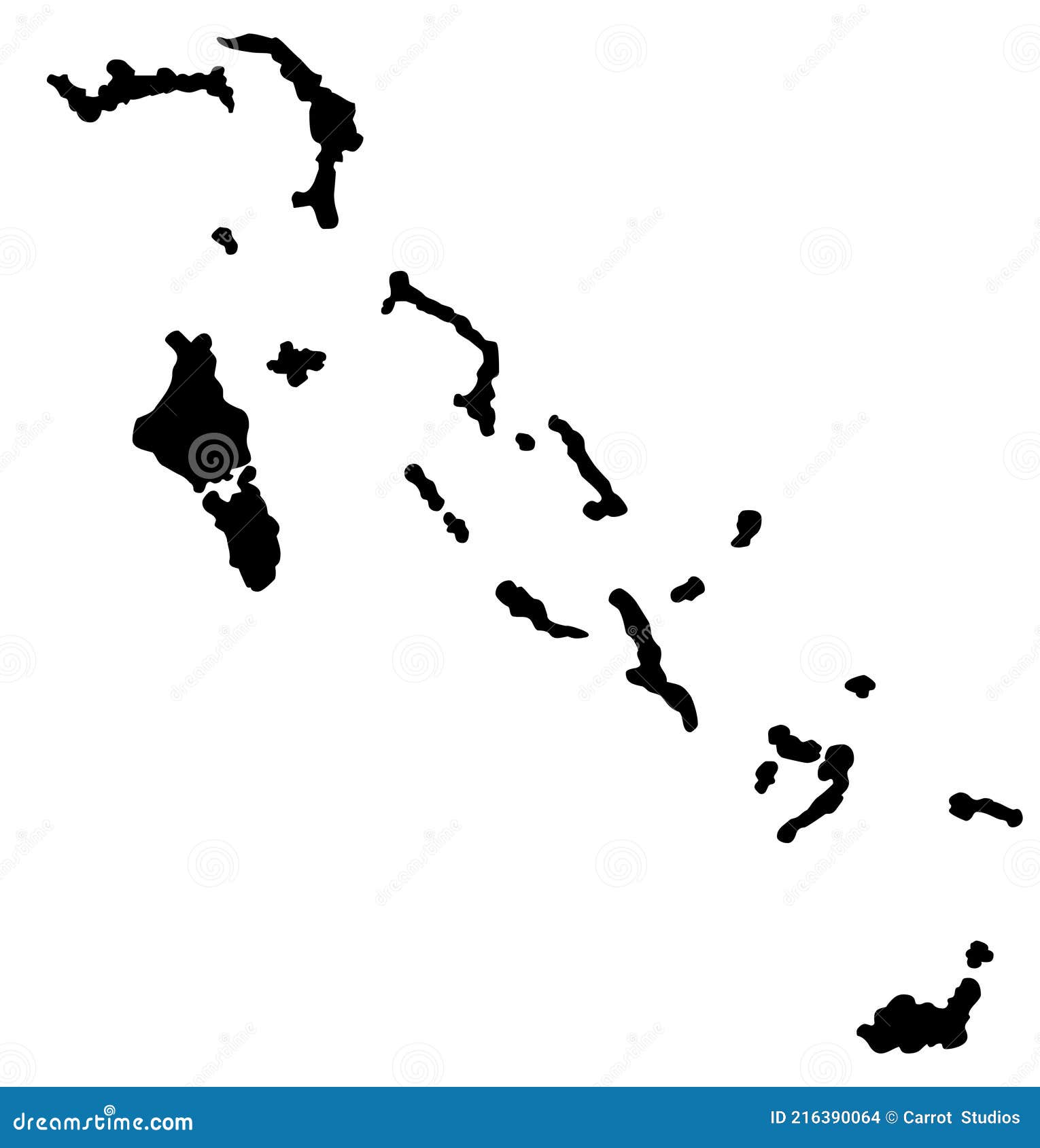 Bahamas Map Silhouette Vector Isolated Stock Illustration