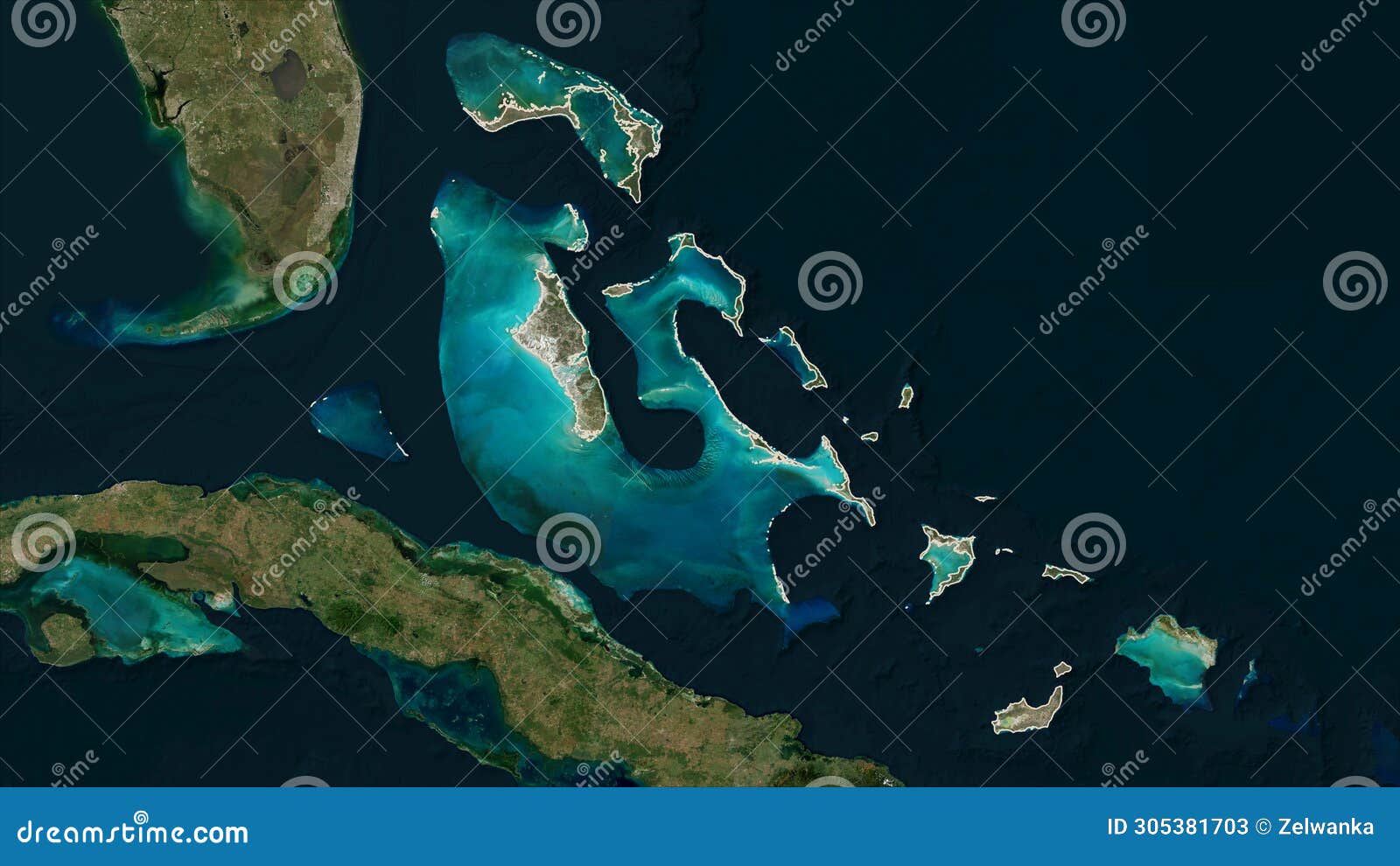 Bahamas Outlined. Low-res Satellite Stock Illustration - Illustration ...