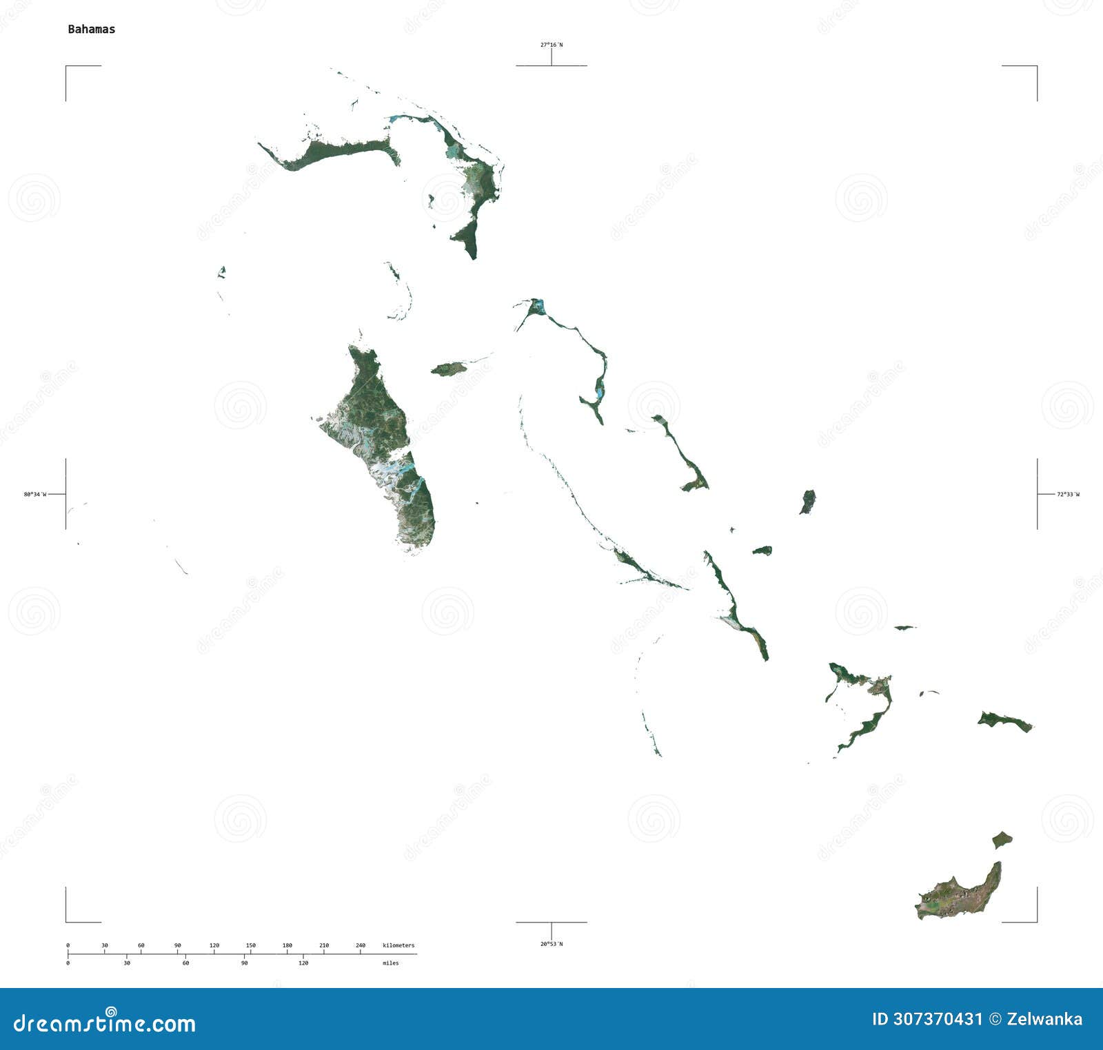Bahamas Shape on White. High-res Satellite Stock Illustration ...
