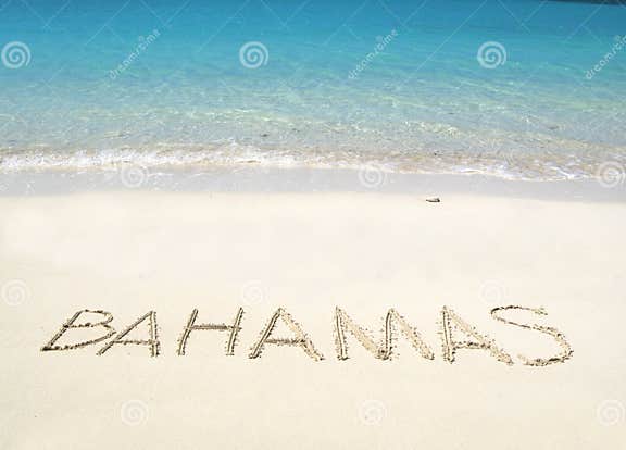 BAHAMAS Writing on the Beach Stock Photo - Image of castaway, island ...