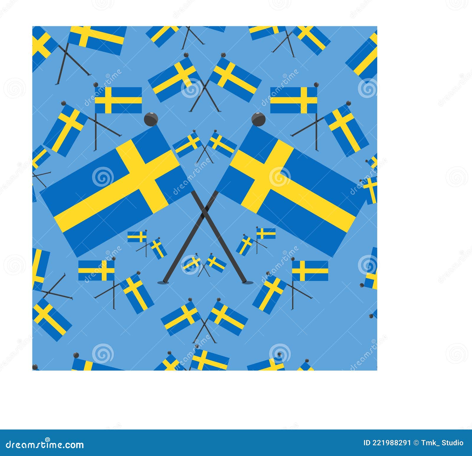 Vector Illustration of Pattern Sweden Flags Stock Vector - Illustration ...