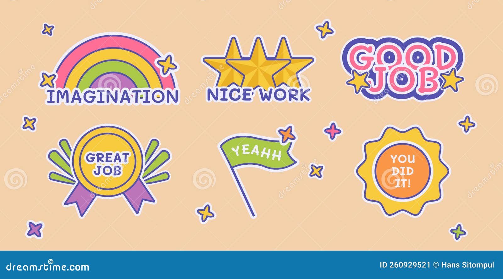 Great Job Stickers Pack. stock illustration. Illustration of stickers ...