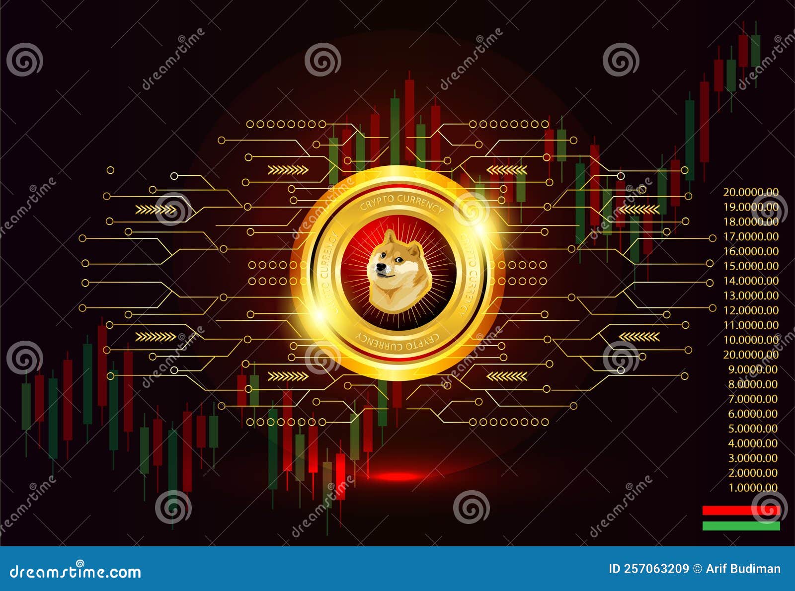 Cryptocurrency Doge Coin with Digital Circuit Background Stock Vector - Illustration of exchange ...