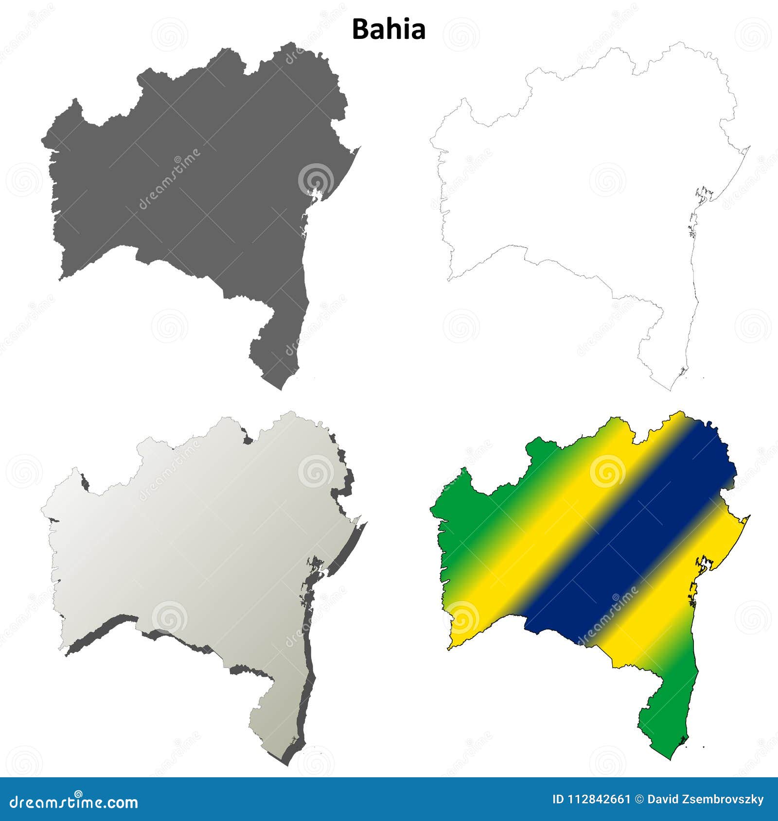 Bahia Blank Outline Map Set Cartoon Vector | CartoonDealer.com #112842661