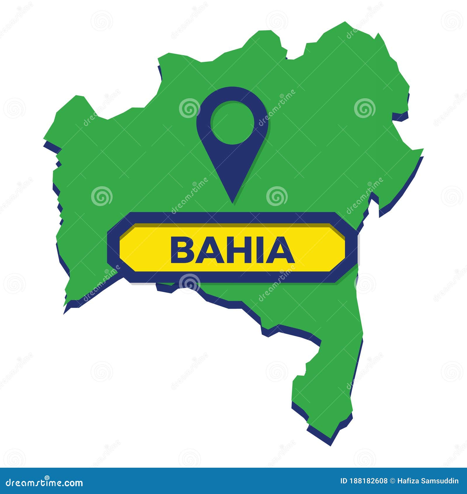 Bahia Map with Map Pin. Vector Illustration Decorative Design Stock ...