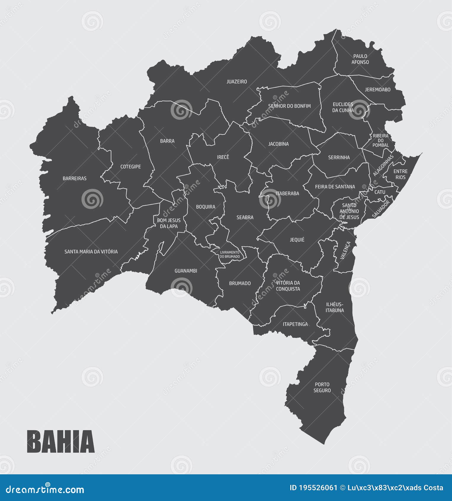 Bahia State regions map stock illustration. Illustration of state ...