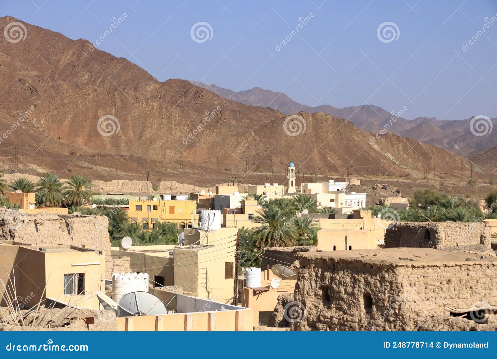 Bahla City in Oman View from Bahla Fort Stock Photo - Image of blue ...