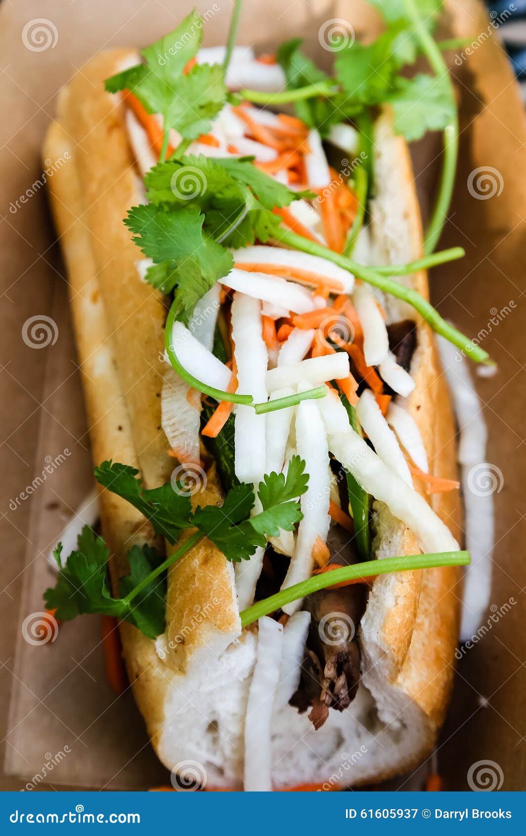 Bahn Mi Sandwich in Cardboard Container Stock Image - Image of daikon ...