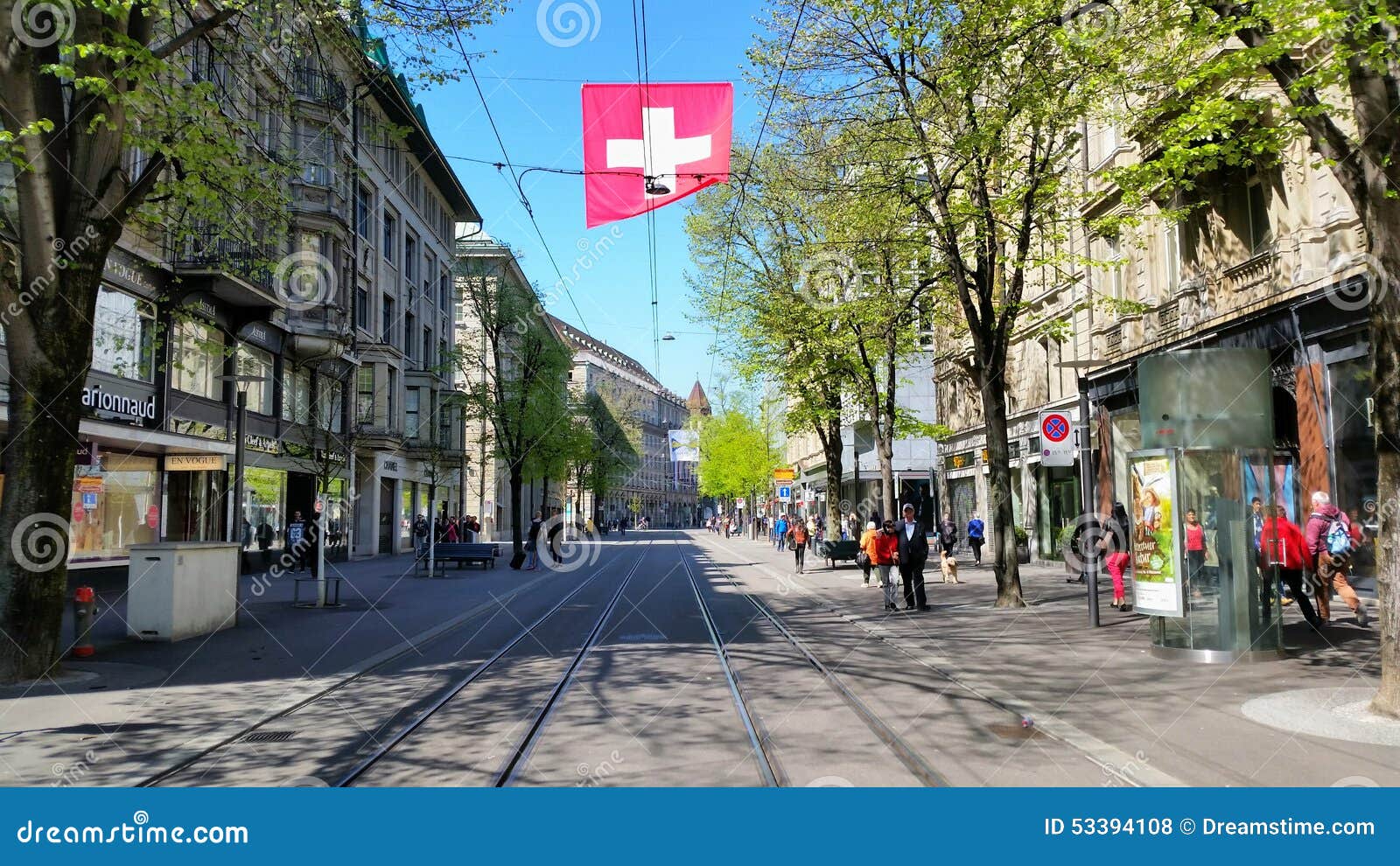 Bahnhofstrasse editorial stock photo. Image of europe - 53394108