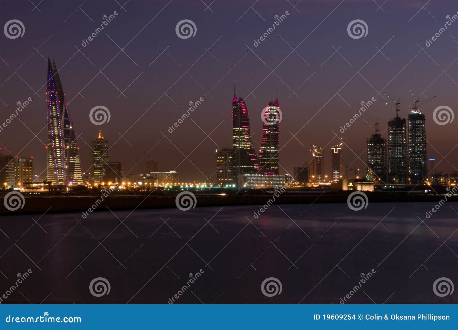 Bahrain Cityscape in the Night Stock Photo - Image of arab ...