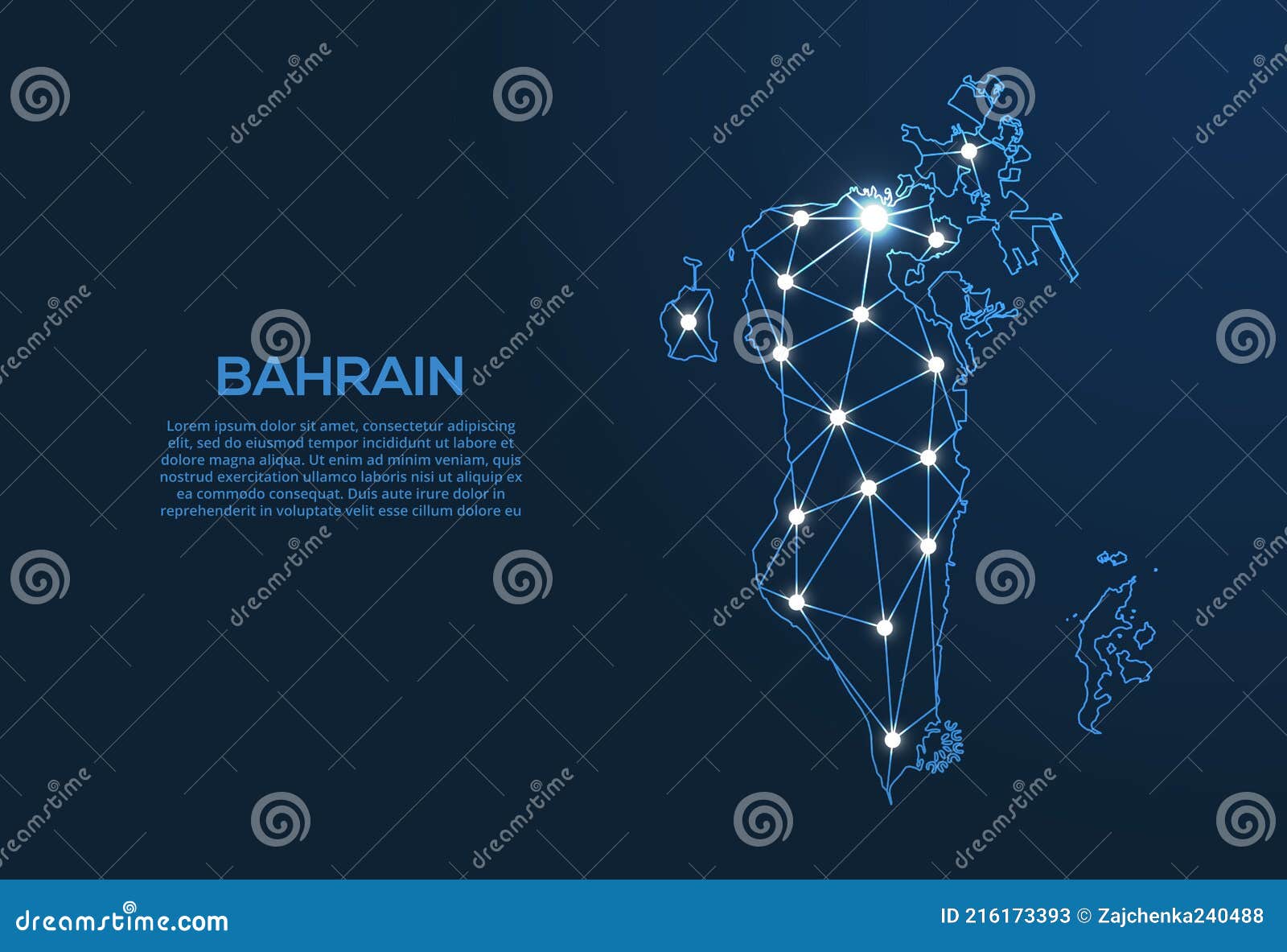 Bahrain Communication Network Map. Vector Low Poly Image of a Global ...