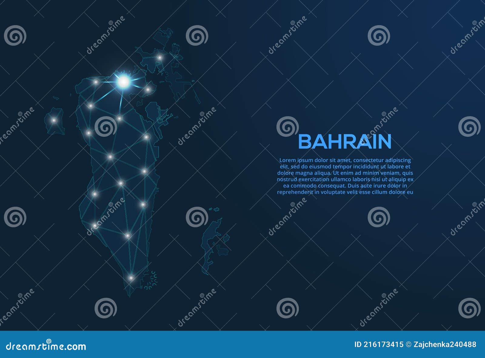 Bahrain Communication Network Map. Vector Low Poly Image of a Global ...