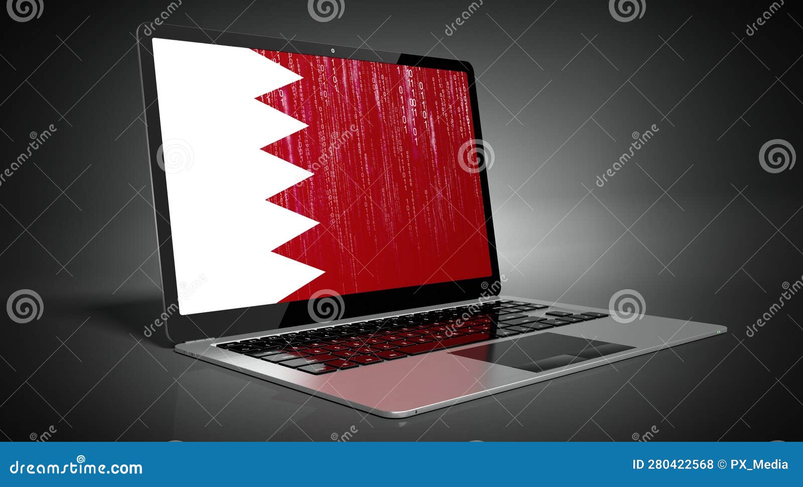 Bahrain - Country Flag and Binary Code on Laptop Screen Stock ...
