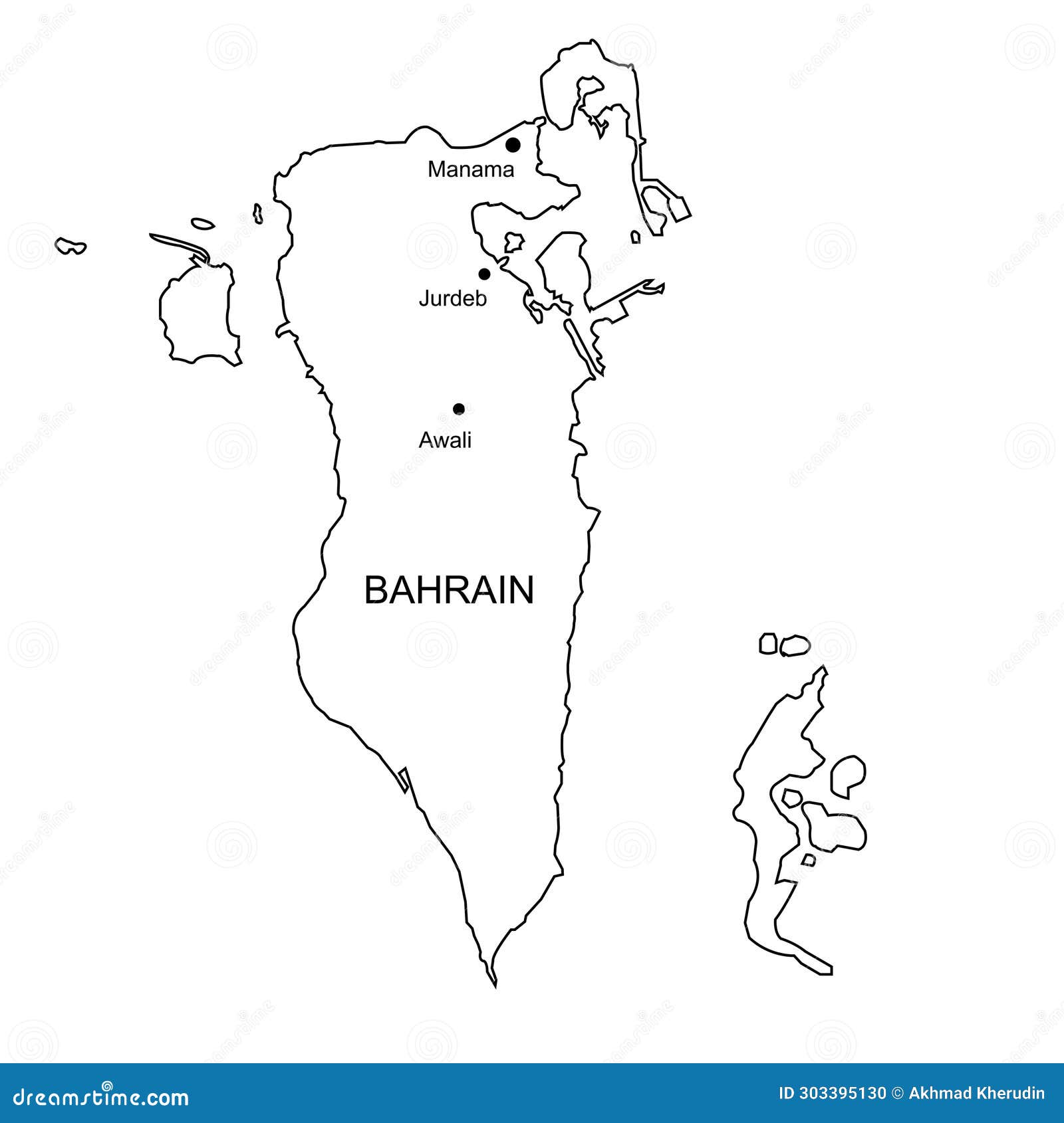 Bahrain country map stock vector. Illustration of travel - 303395130