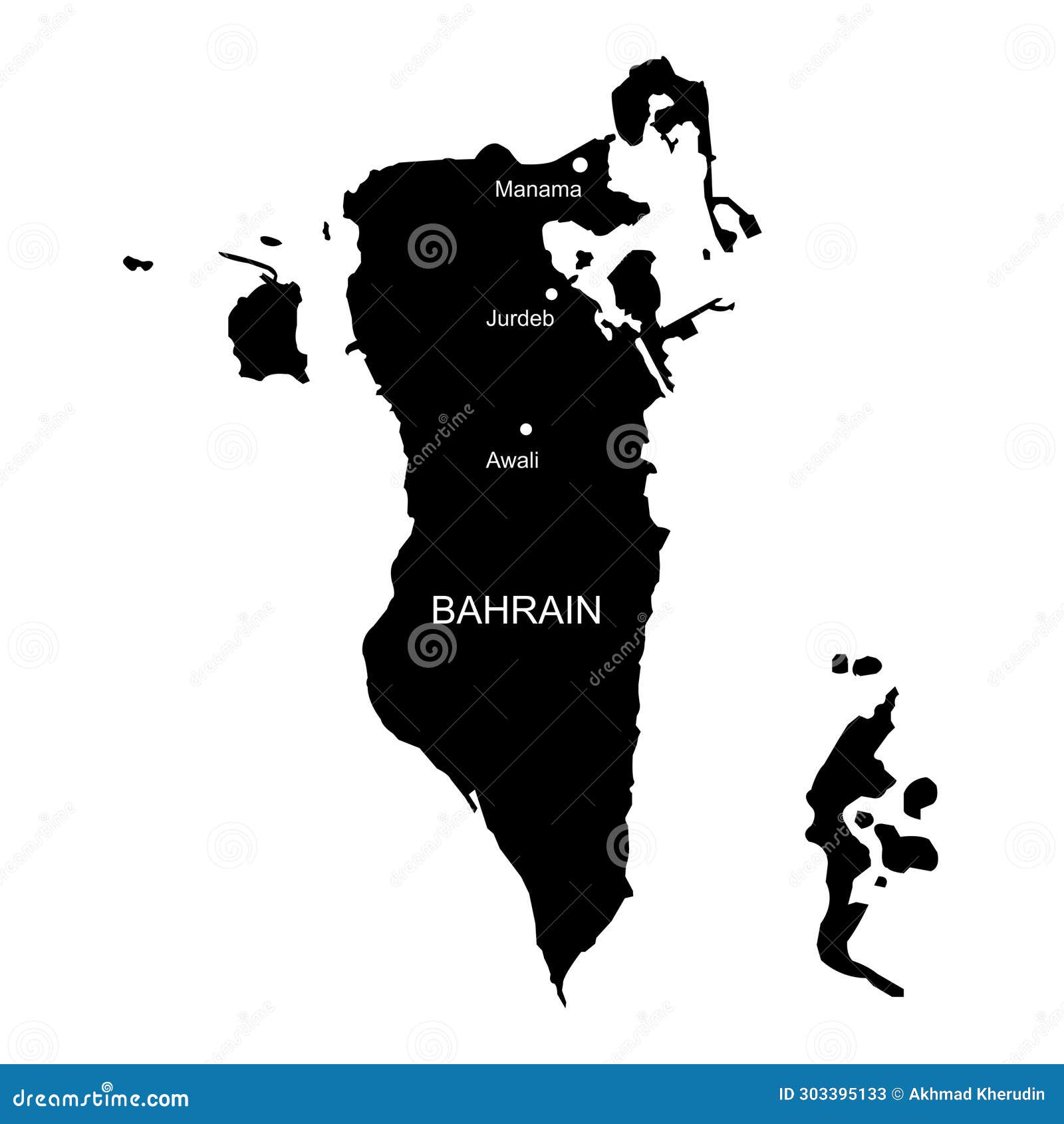 Bahrain Country Map Cartoon Vector | CartoonDealer.com #303395125