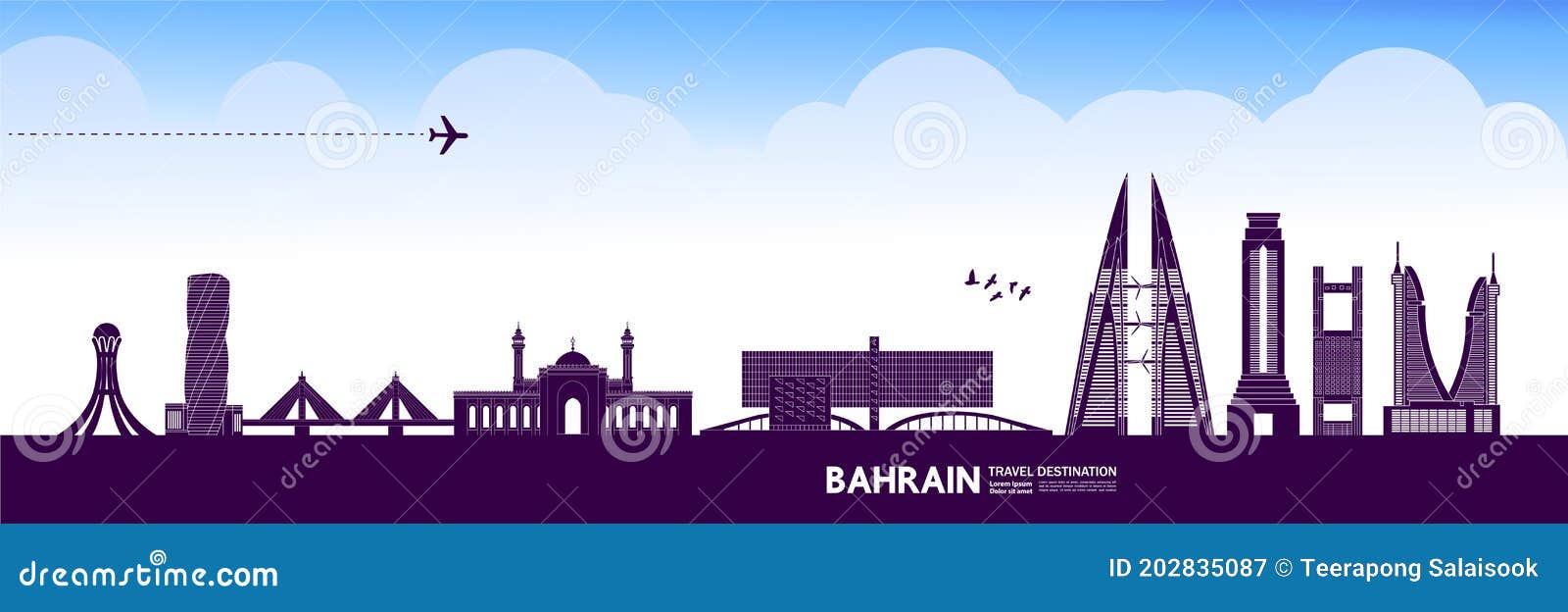 Bahrain Travel Destination Vector Illustration Stock Vector ...