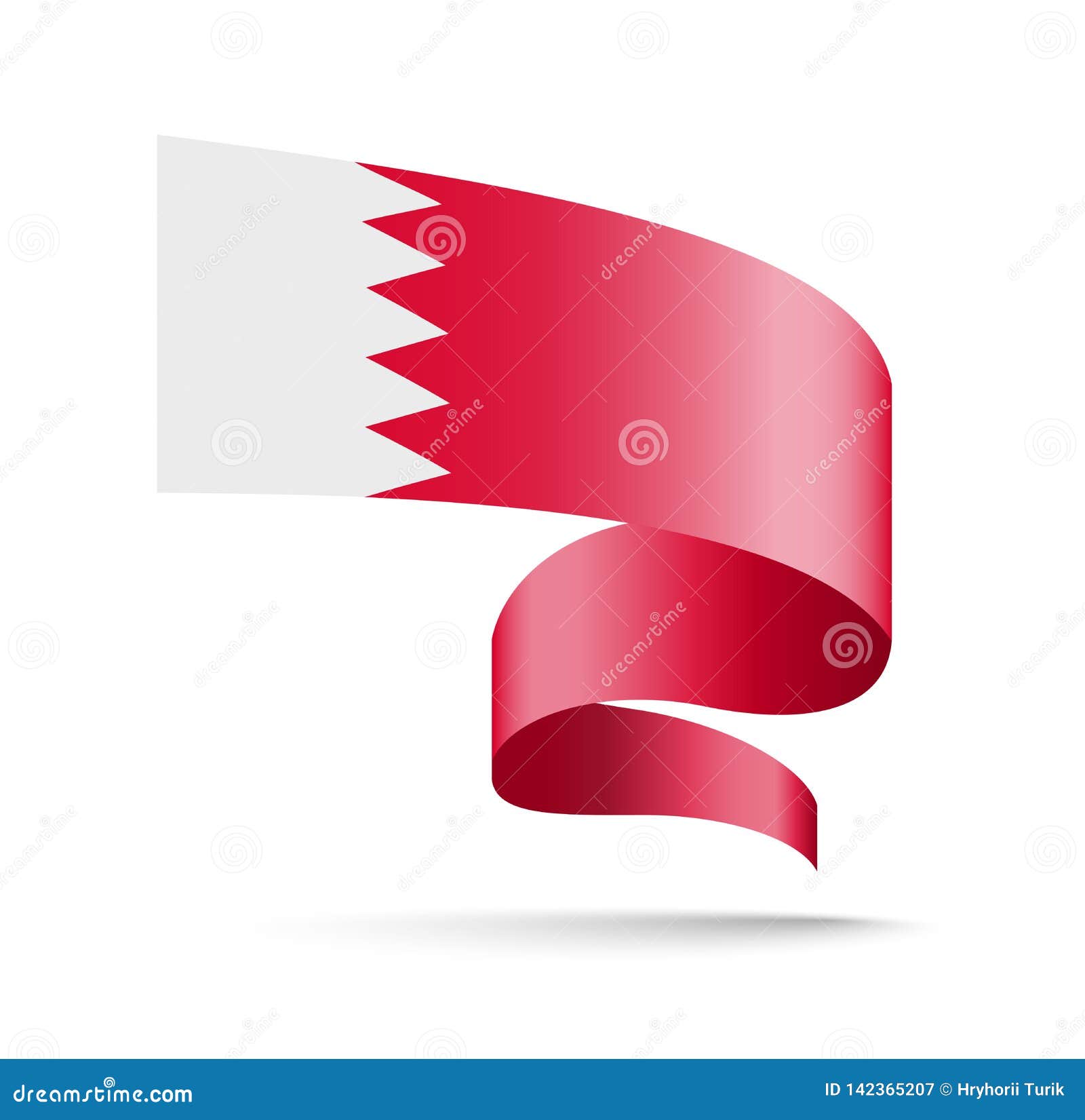 Bahrain Flag in the Form of Wave Ribbon Stock Illustration ...