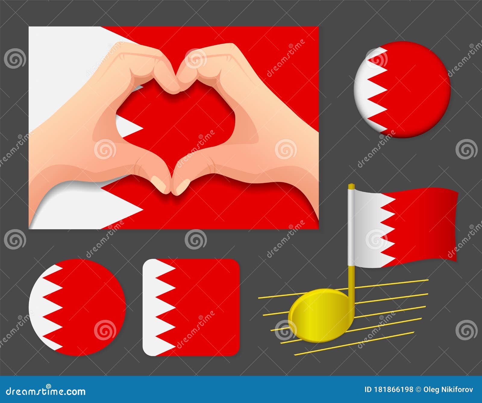 Bahrain flag icon. stock vector. Illustration of flag - 181866198