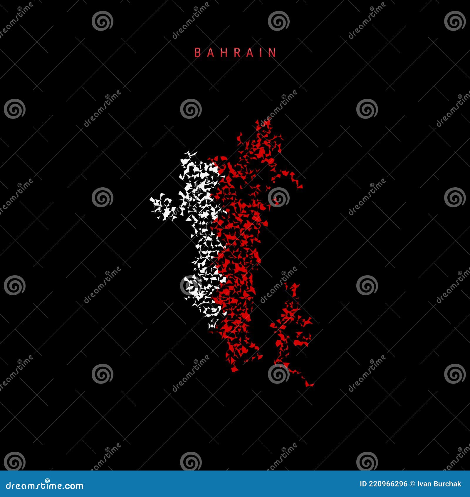 Bahrain Flag Map, Chaotic Particles Pattern in the Bahraini Flag Colors ...