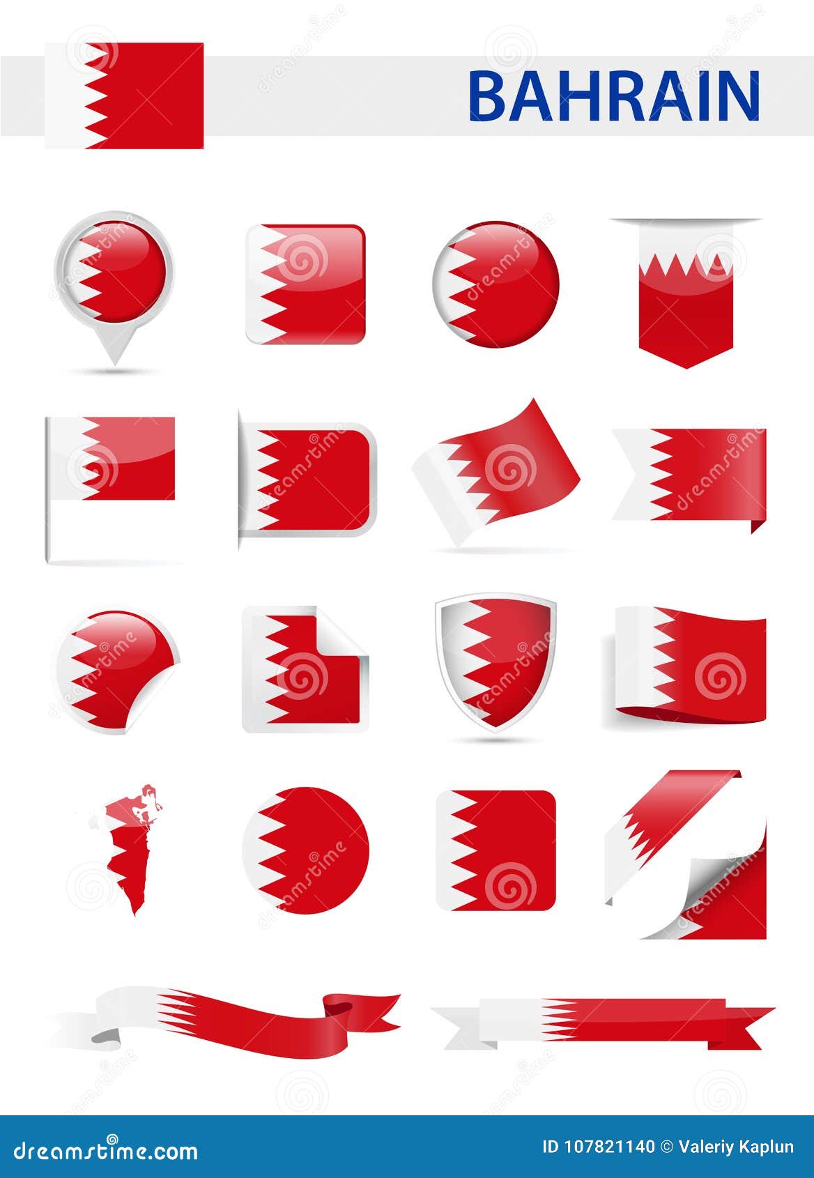 Bahrain Flag Vector Set stock illustration. Illustration of ribbon ...