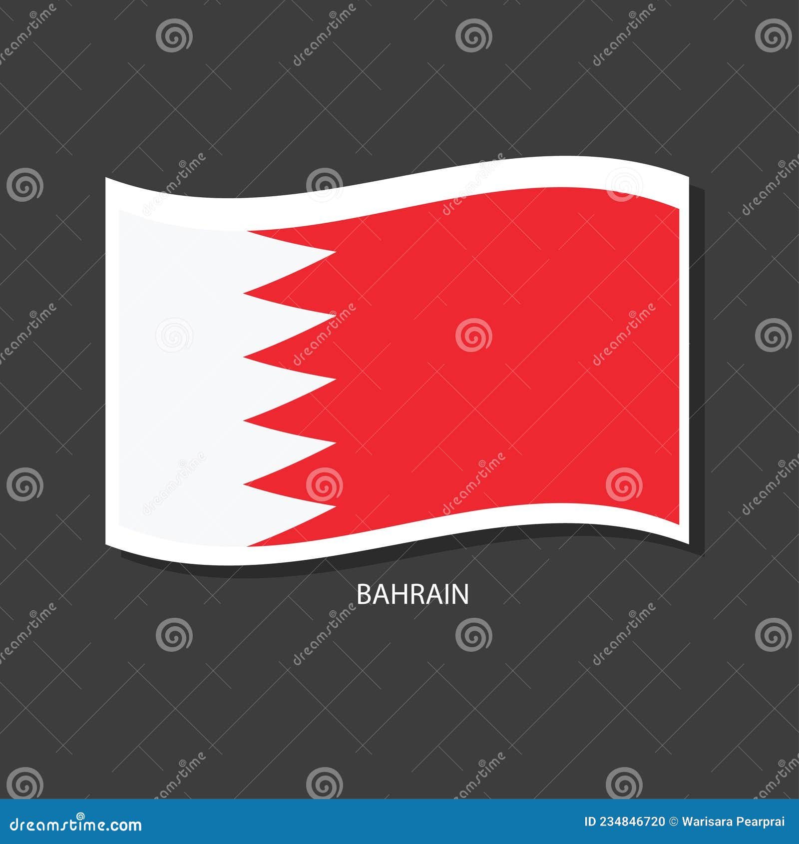 Bahrain-flaggvektorversion Som Sparar Flaggor Vektor Illustrationer - Illustration av form ...