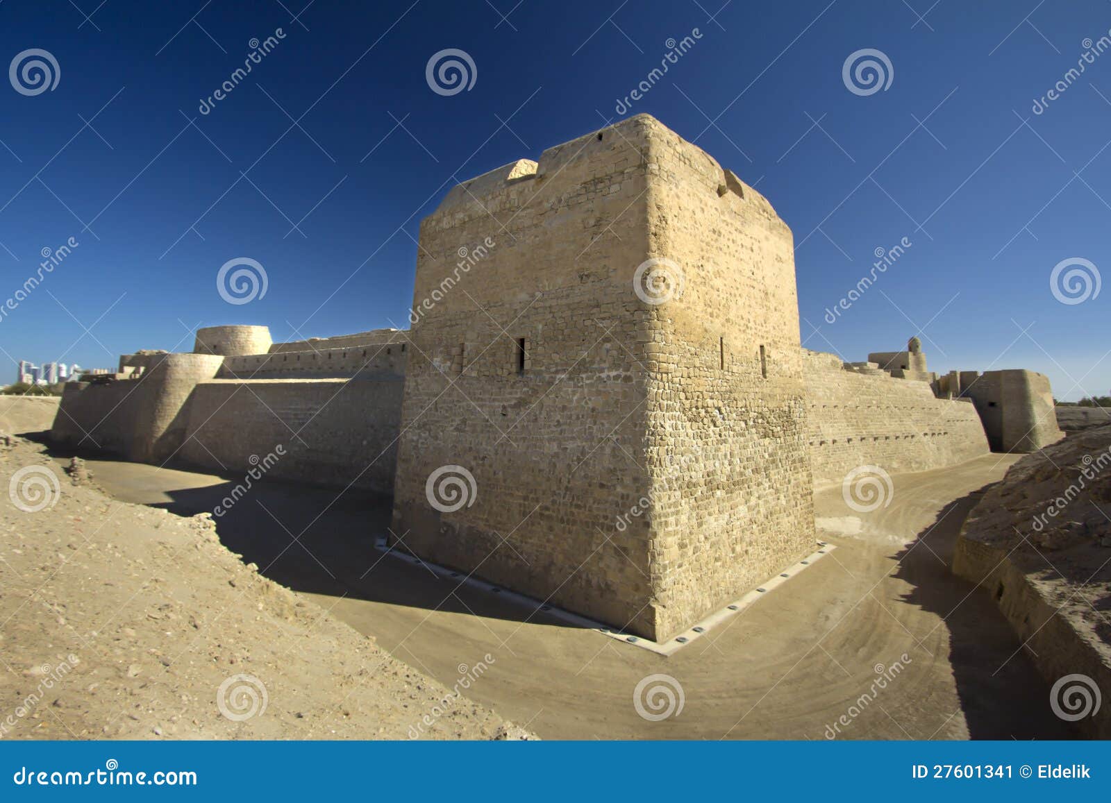 Bahrain fort in blue day stock image. Image of historical - 27601341