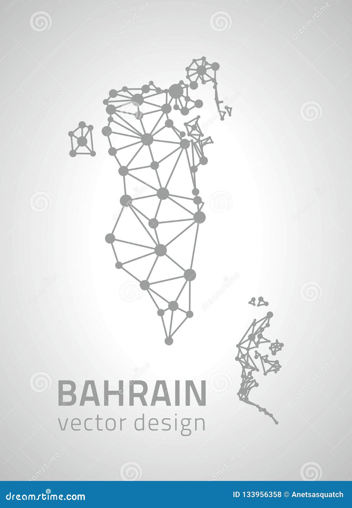 Bahrain Vector Dot Grey Outline Triangle Perspective Modern Map Stock ...