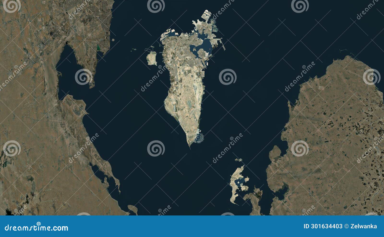 Bahrain Highlighted. High-res Satellite Stock Illustration ...