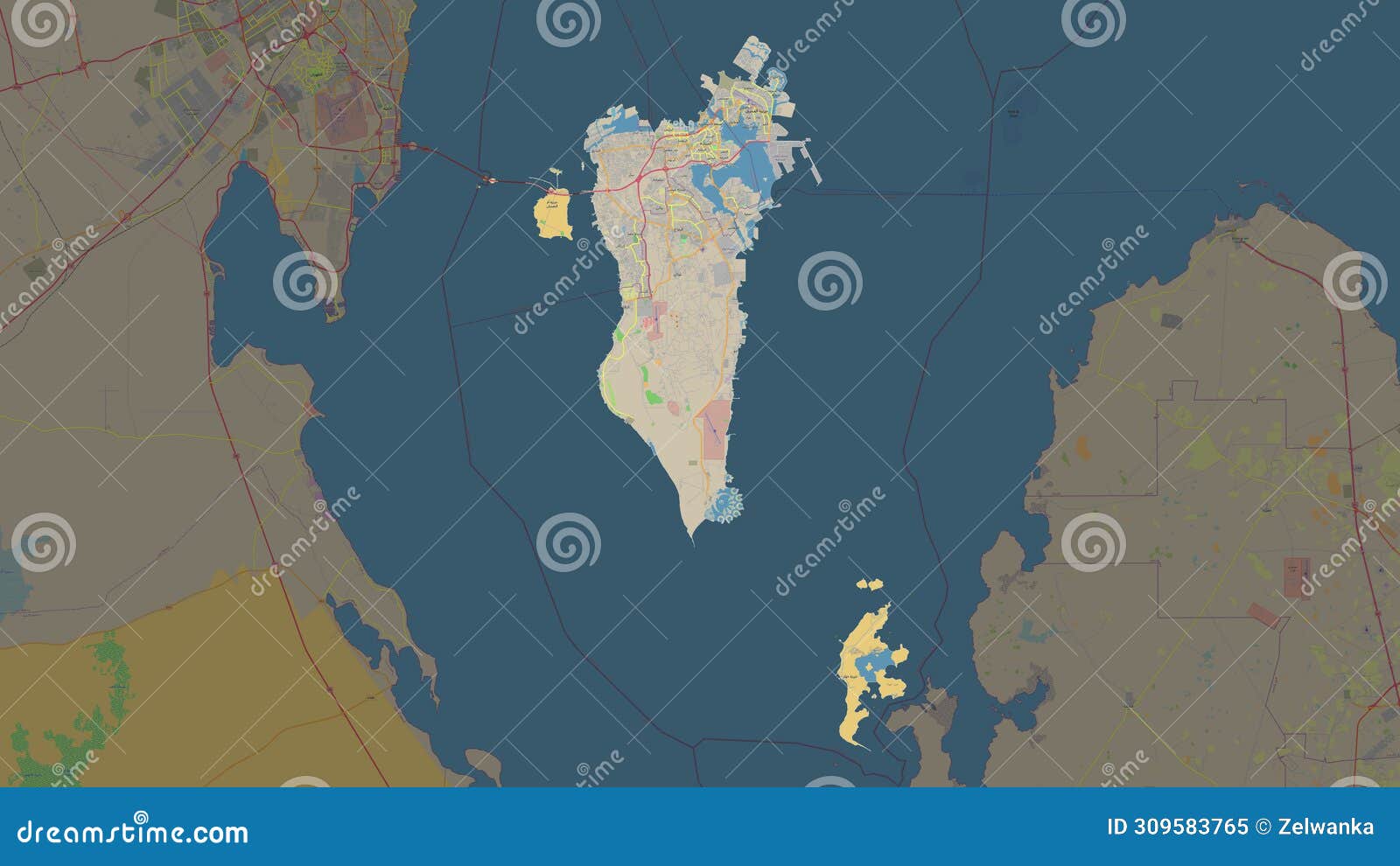 Bahrain Highlighted. Topo Standard Stock Illustration - Illustration of ...