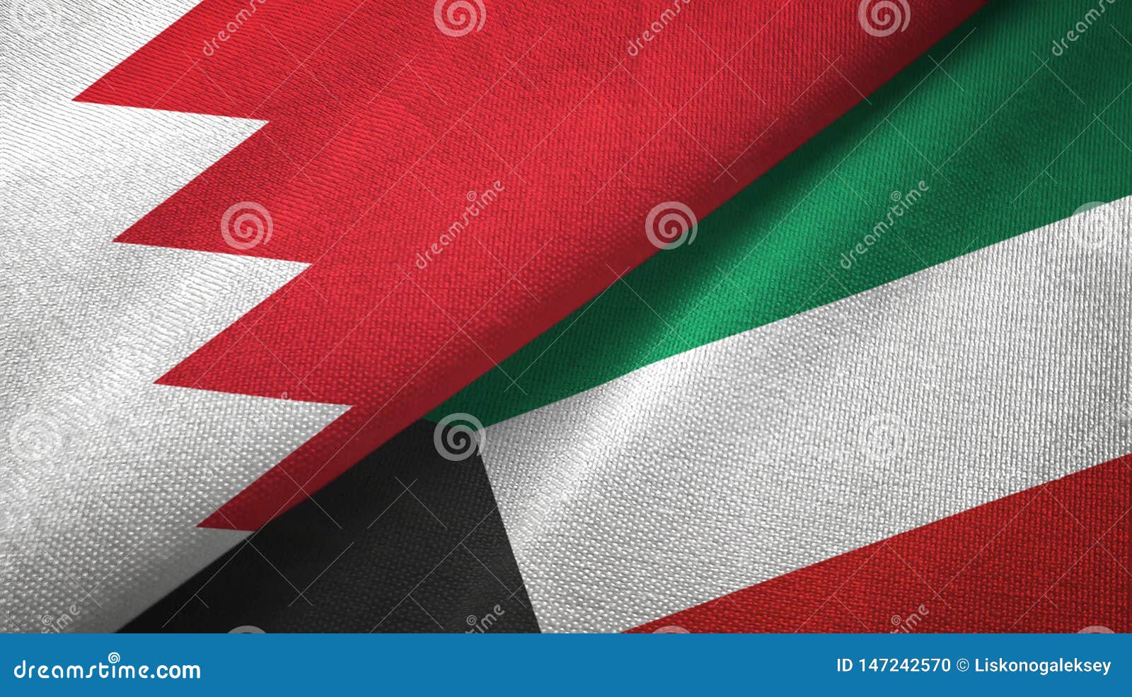 Bahrain and Kuwait Two Flags Textile Cloth, Fabric Texture Stock ...