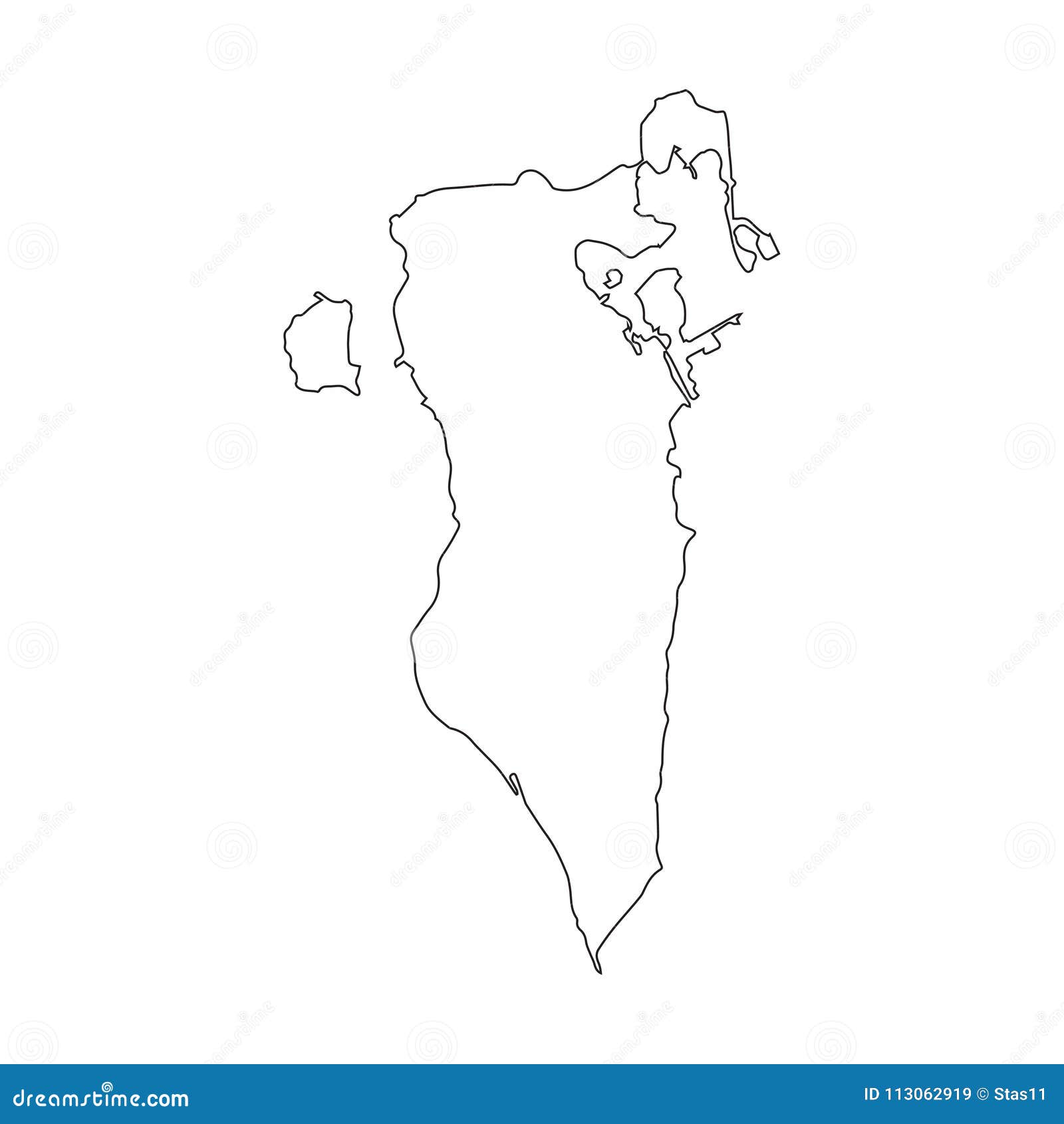 Bahrain Linear Map on a White Background. Vector Illustration Stock ...