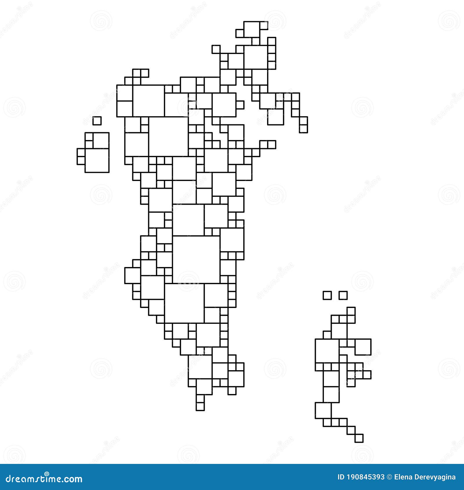 Bahrain Map from Black Pattern from a Grid of Squares of Different ...